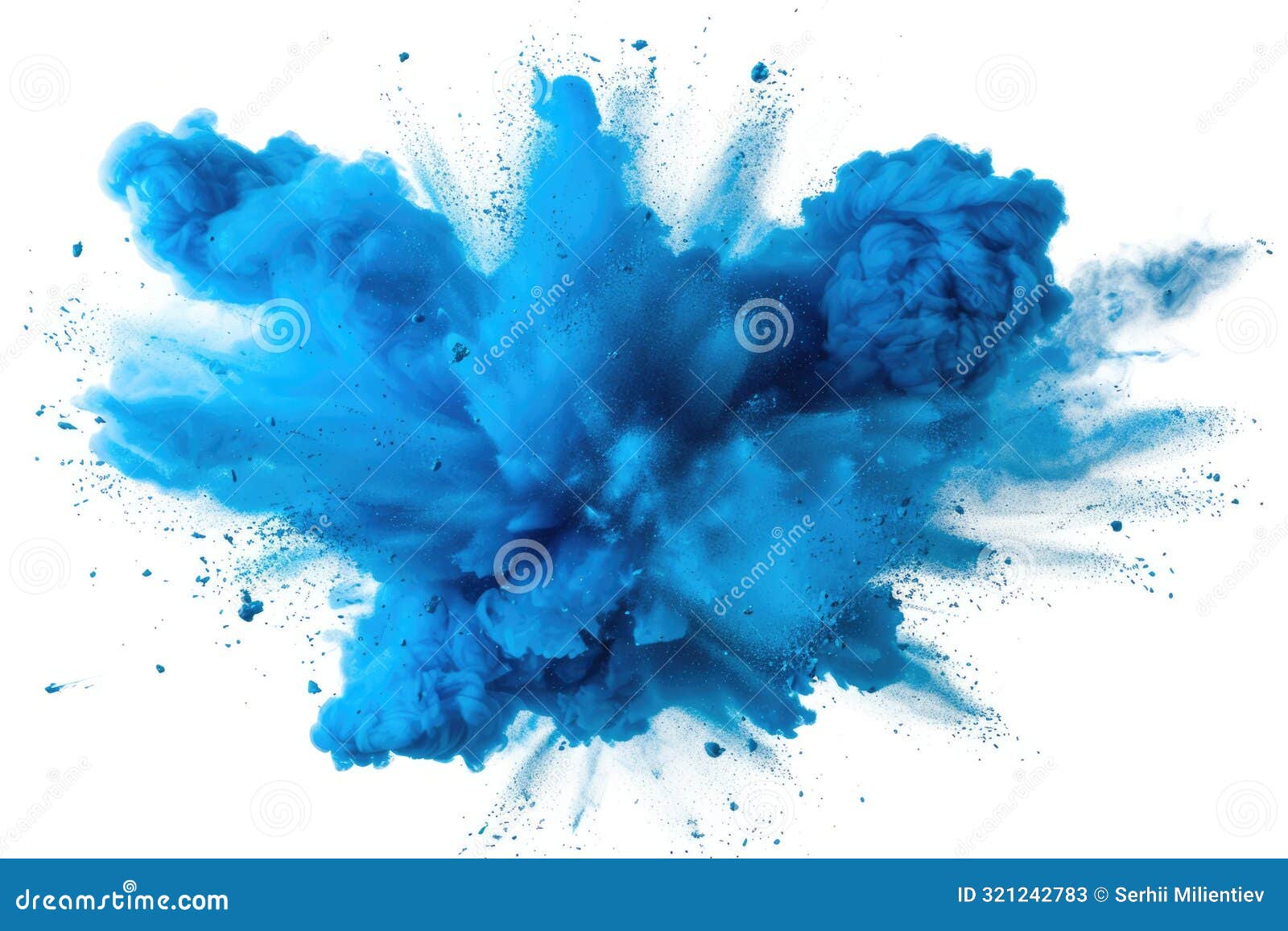 Blue Paint Explosion Abstract Background. Coloured Cloud on White Stock ...