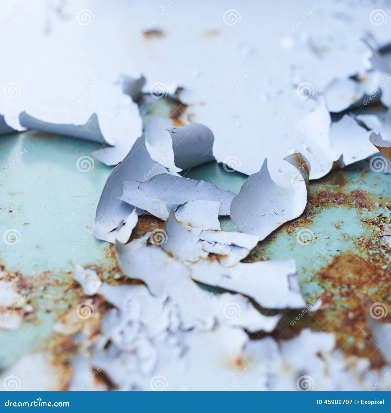 Blue Paint Flakes Falling Off Stock Image - Image of cracked, corroded ...
