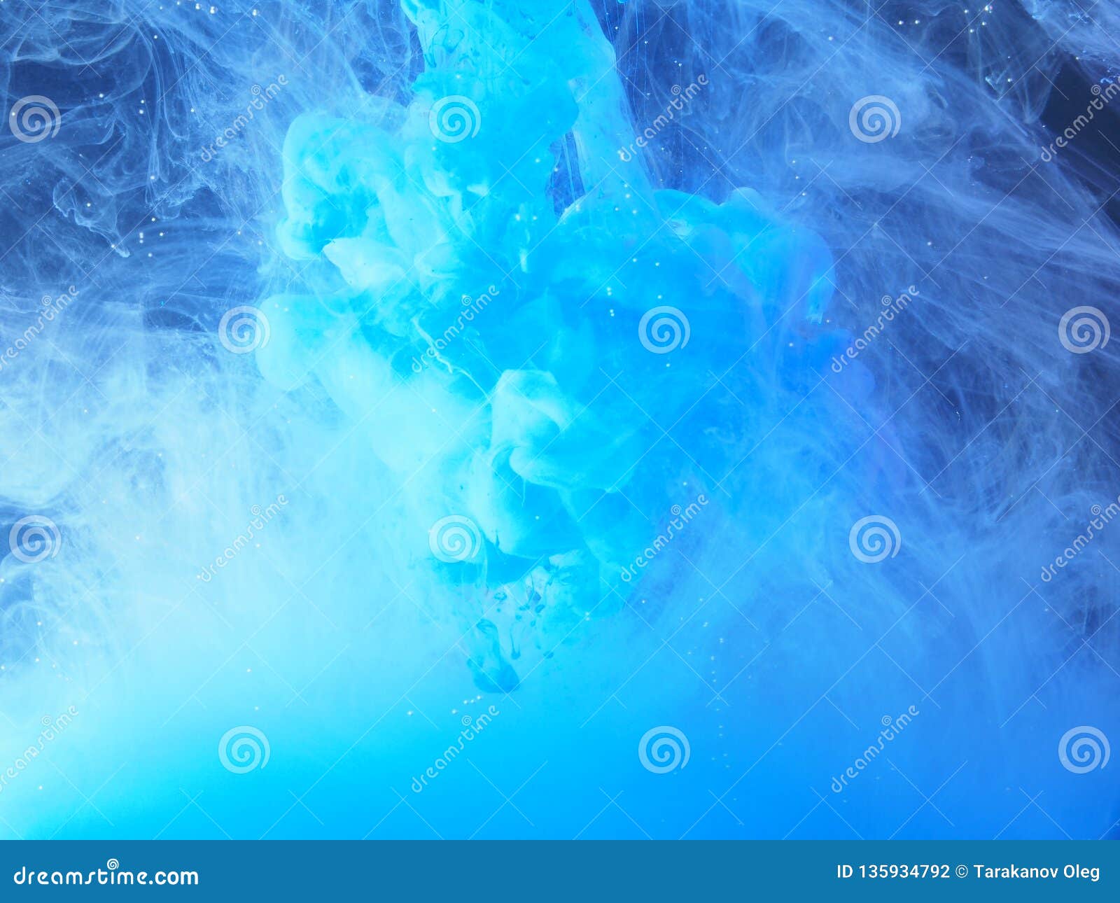 Blue Paint is Mixed with Water. the Dissolution of Ink in Water Stock ...