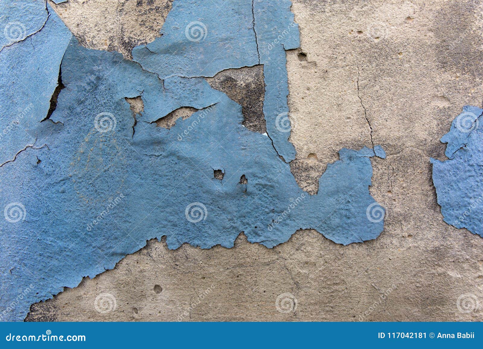 Blue Paint Peeling Plaster Gunge Wall. Stock Image - Image of abstract ...
