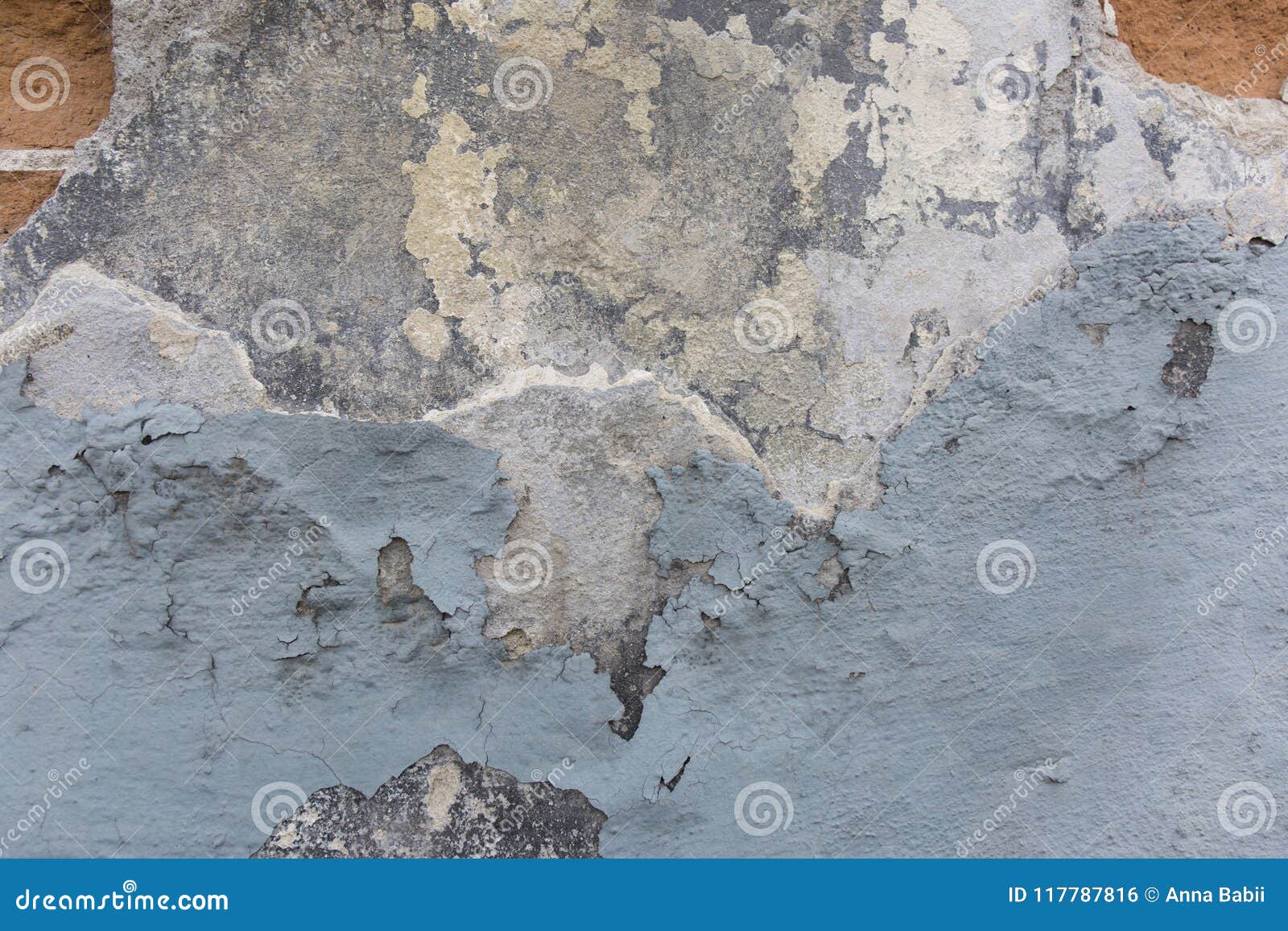 Blue Paint Peeling Plaster Gunge Wall. Stock Photo - Image of grunge ...