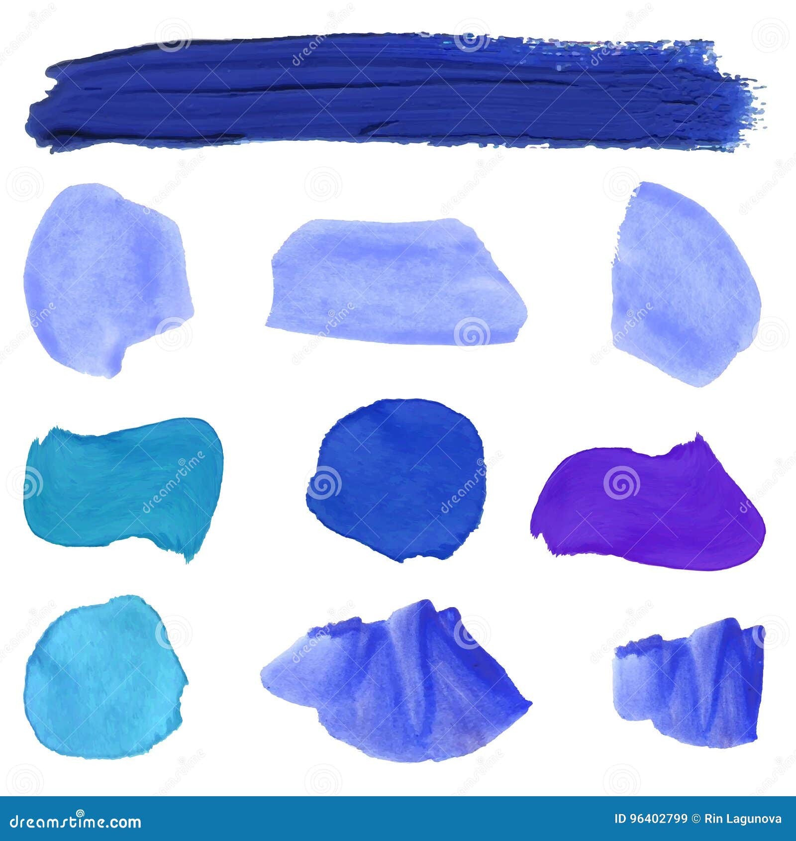 Blue Paint Smears VECTOR Set Stock Vector - Illustration of design ...