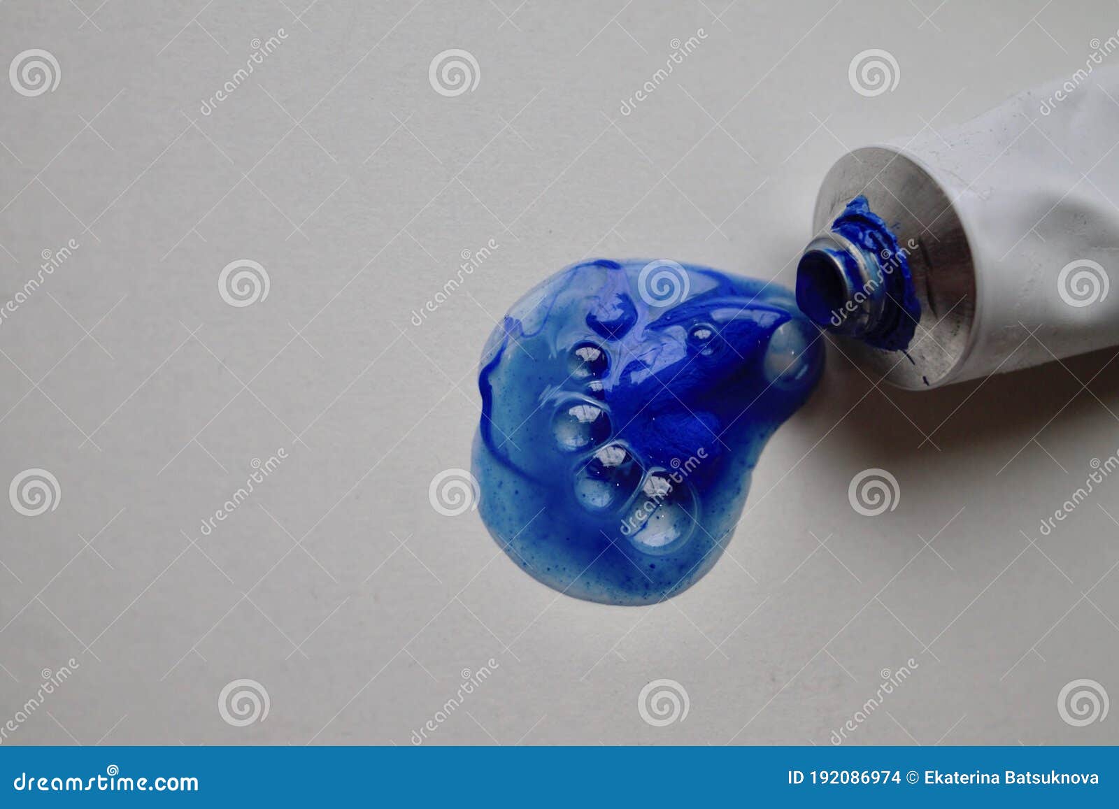 Blue Paint Spilled from a Tube Stock Photo - Image of palette, liquid ...