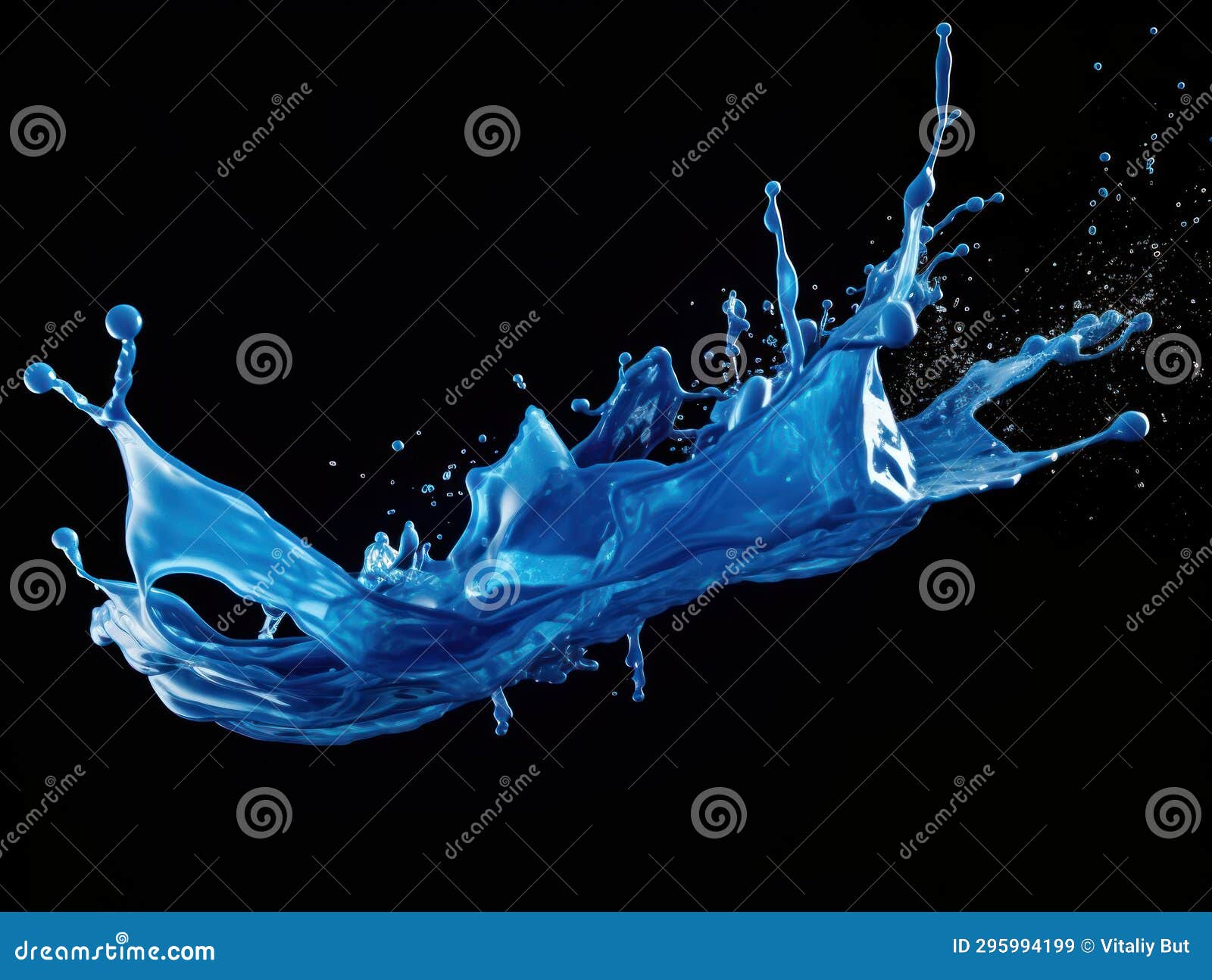 Blue Paint Splash on Black Background Stock Image - Image of colorful ...