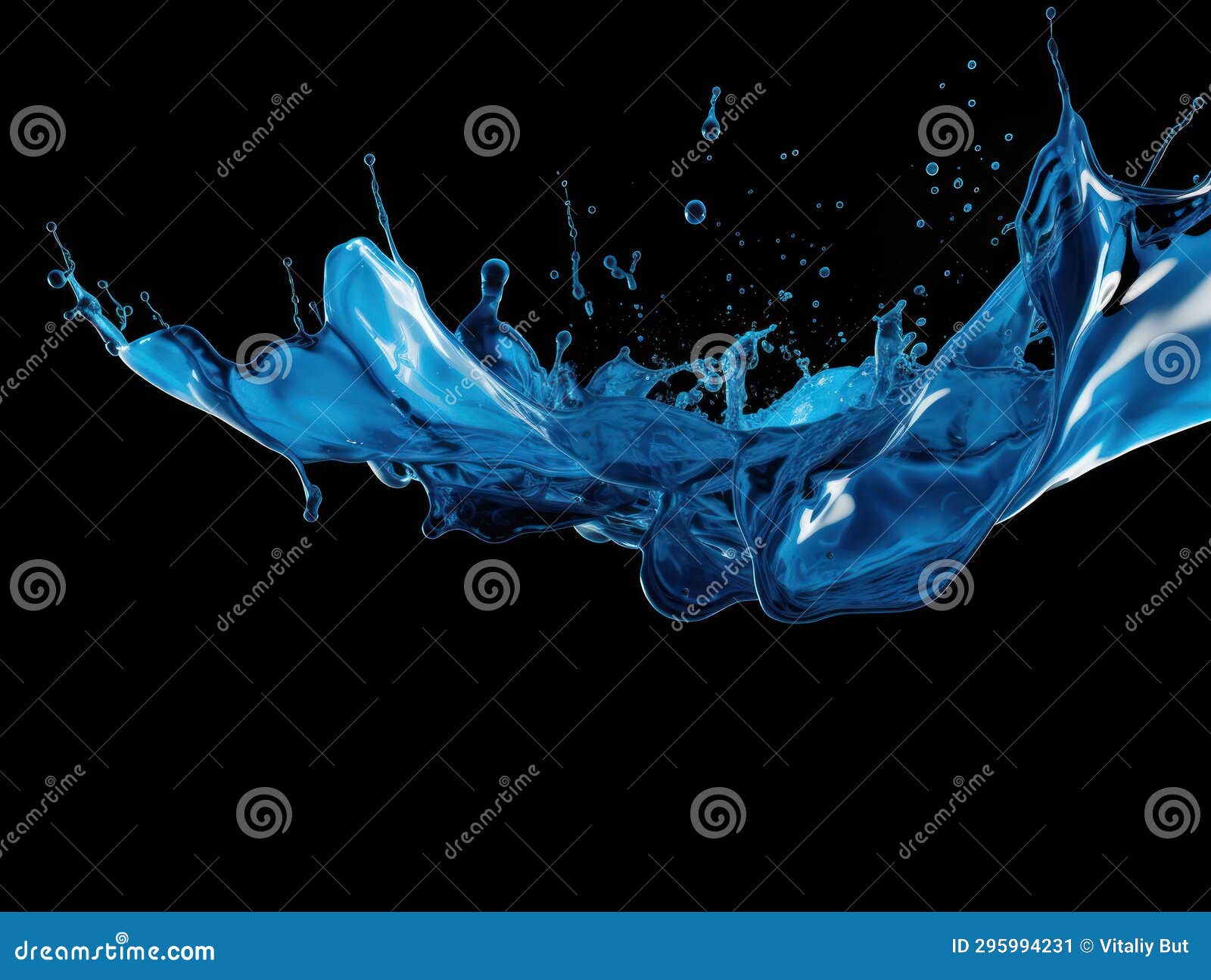 Blue Paint Splash on Black Background Stock Image - Image of creativity ...