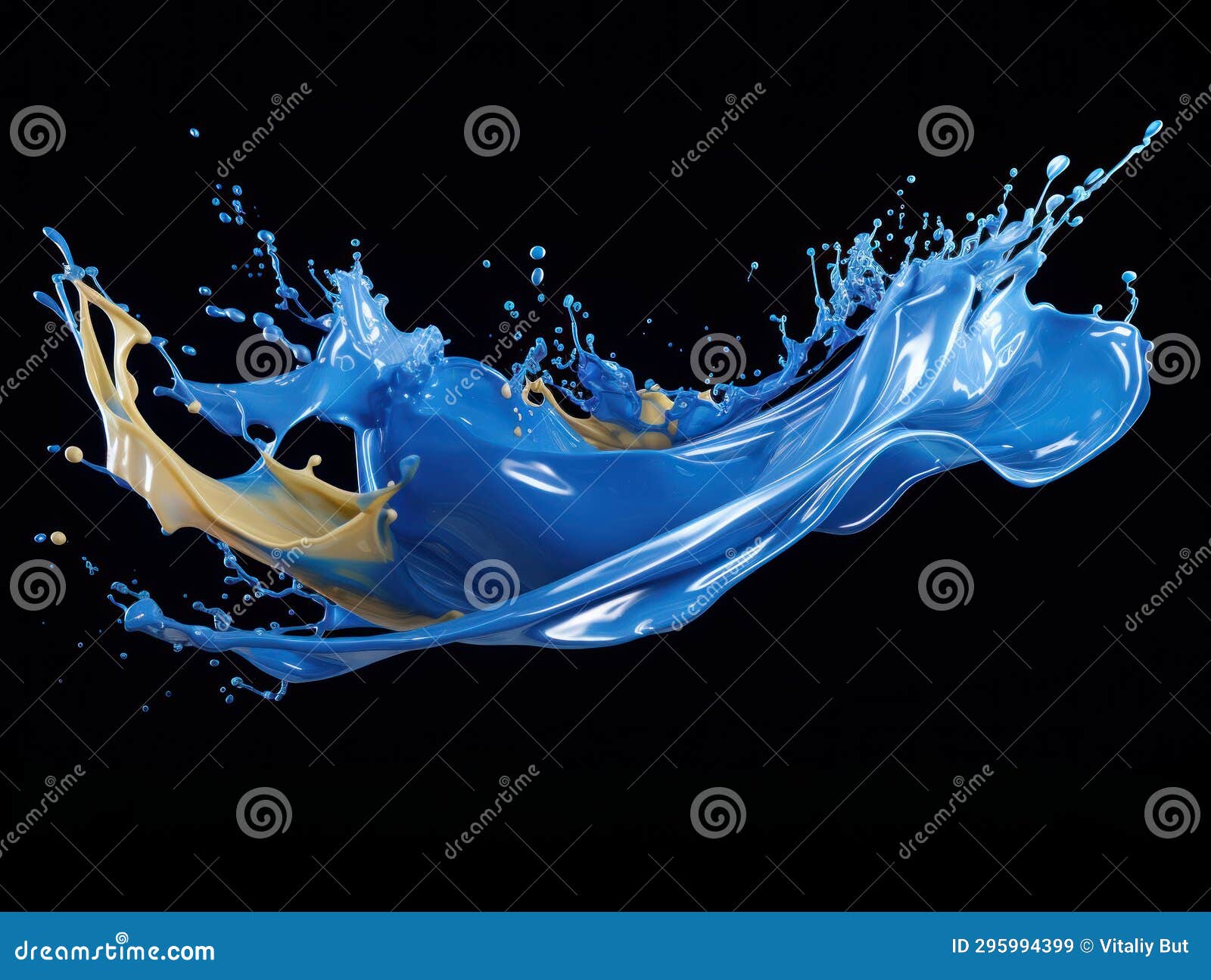 Blue Paint Splash on Black Background Stock Image - Image of water ...