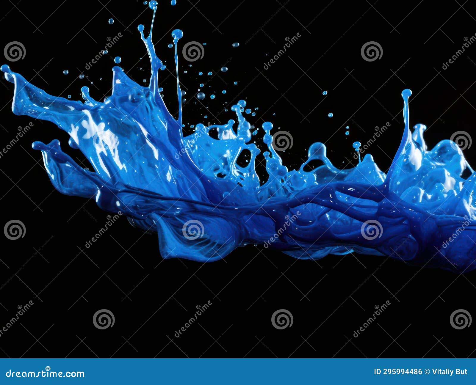Blue Paint Splash on Black Background Stock Photo - Image of isolated ...
