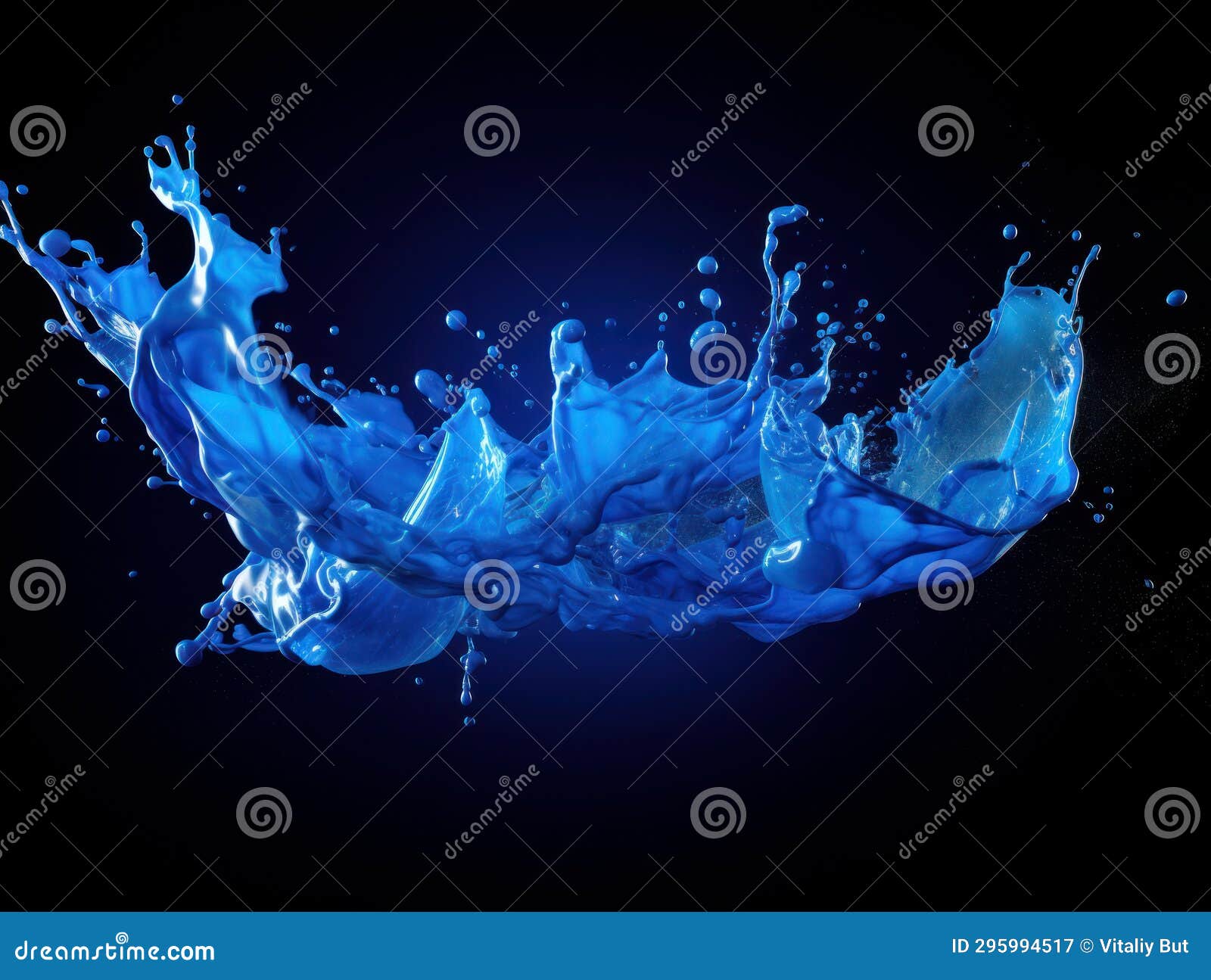 Blue Paint Splash on Black Background Stock Image - Image of closeup ...