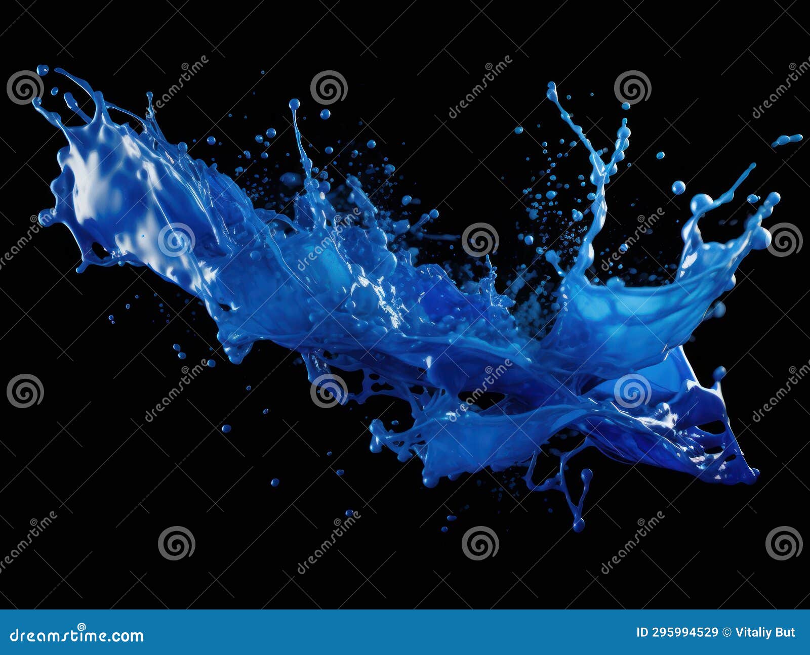 Blue Paint Splash on Black Background Stock Image - Image of abstract ...