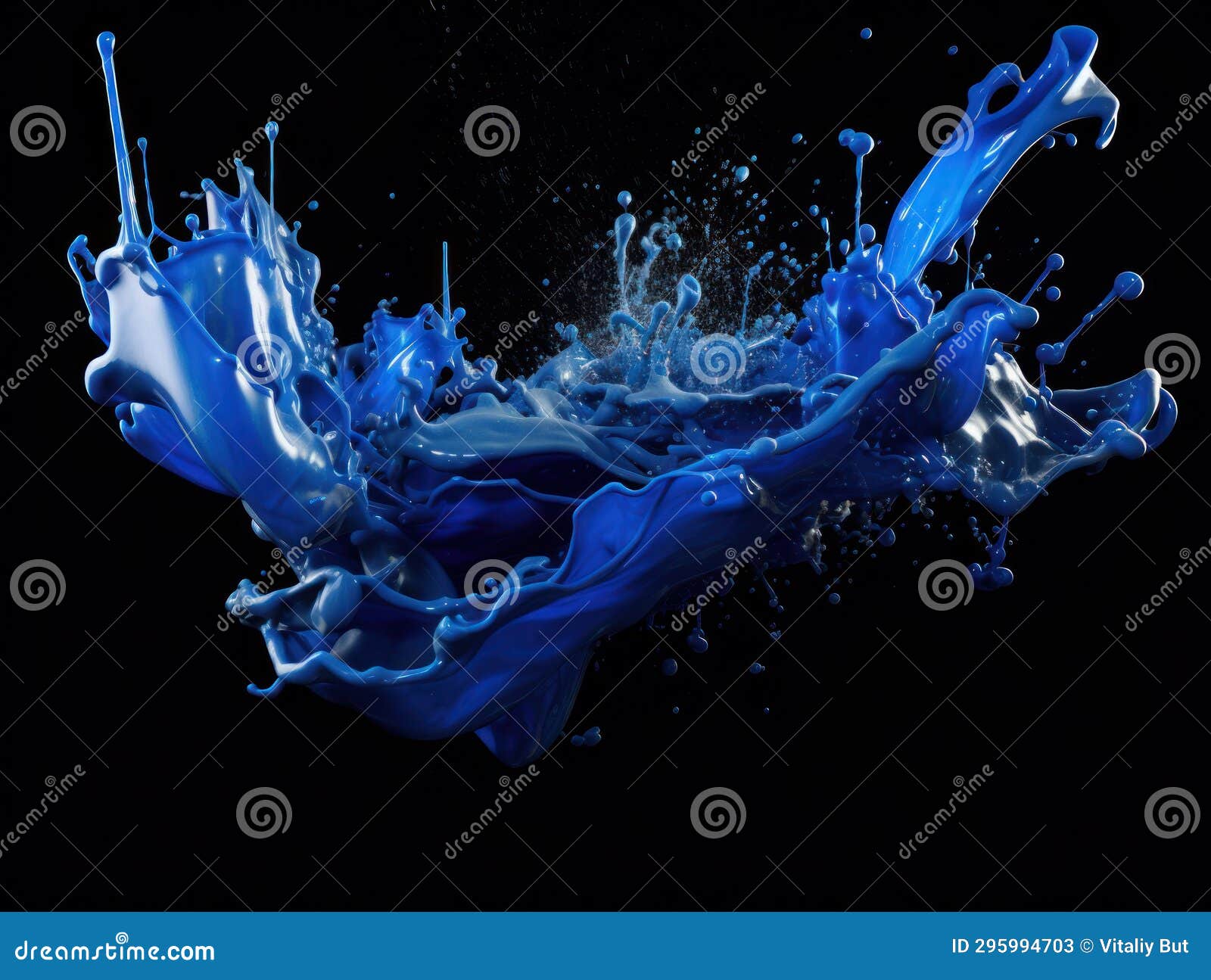Blue Paint Splash on Black Background Stock Image - Image of wave ...