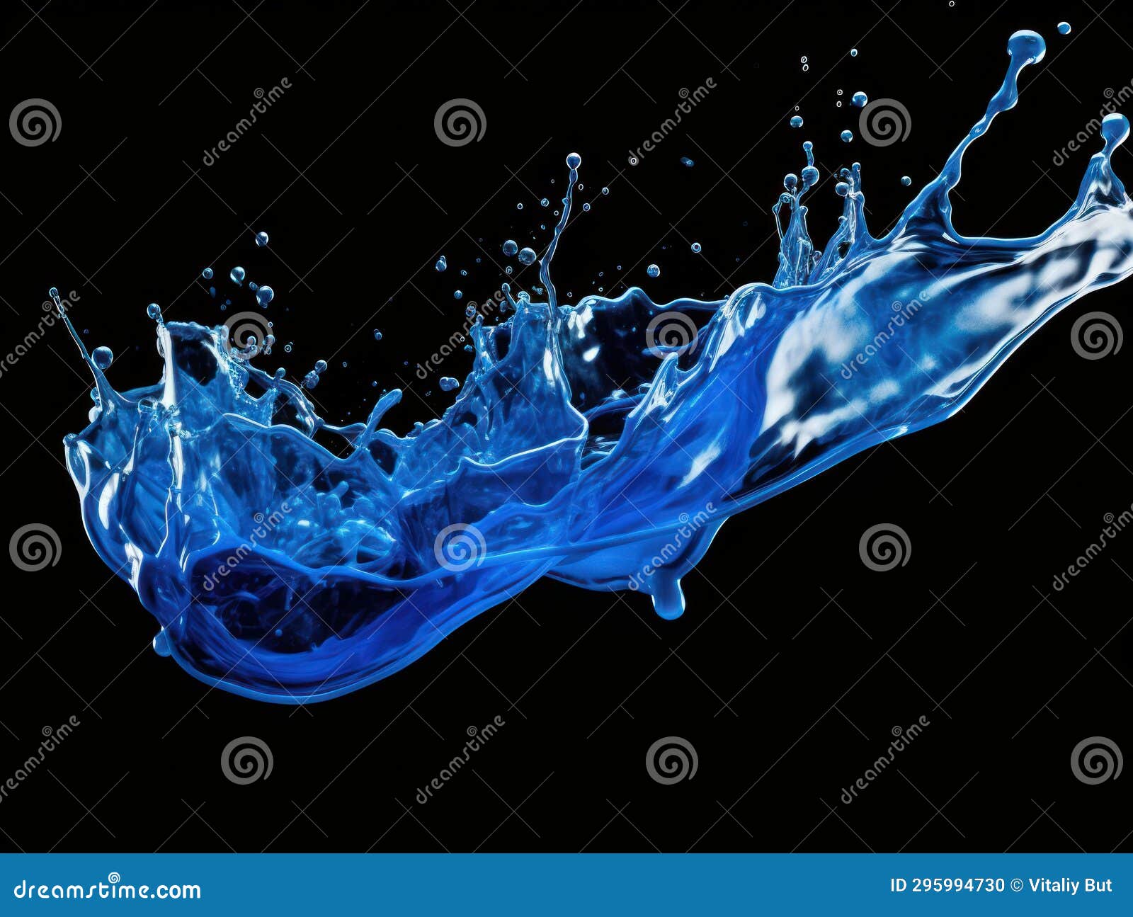 Blue Paint Splash on Black Background Stock Photo - Image of smooth ...
