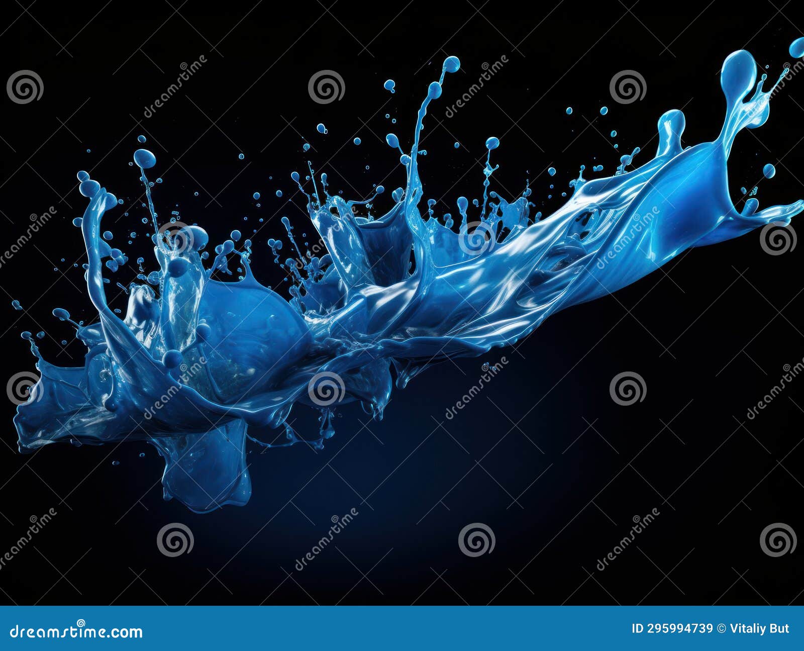 Blue Paint Splash on Black Background Stock Image - Image of black ...