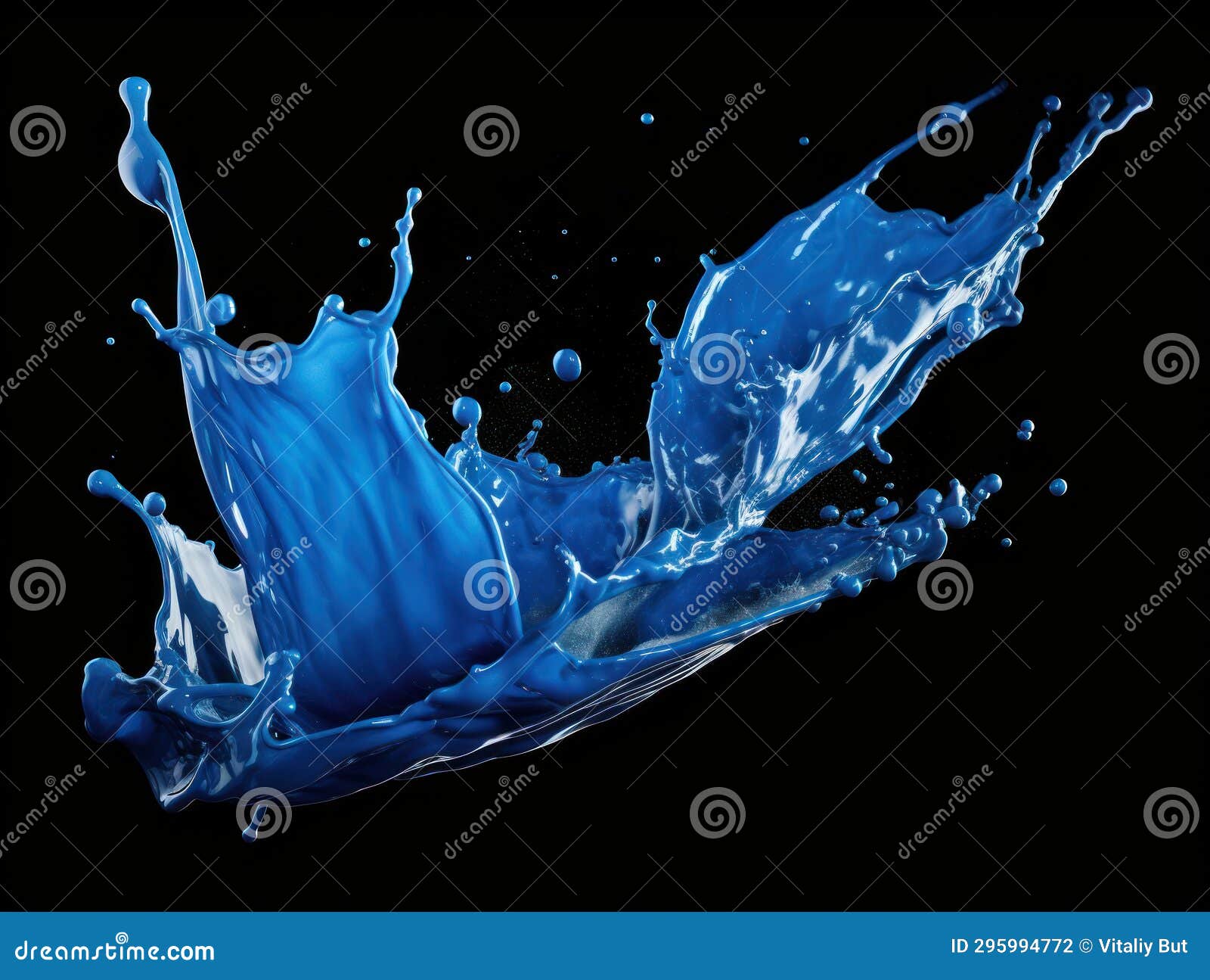 Blue Paint Splash on Black Background Stock Photo - Image of drip ...