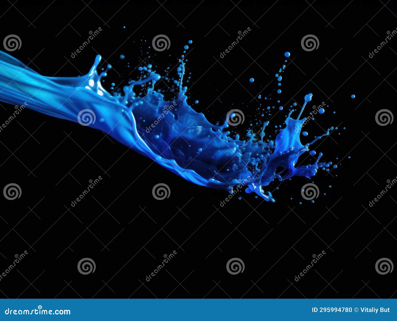 Blue Paint Splash on Black Background Stock Illustration - Illustration ...