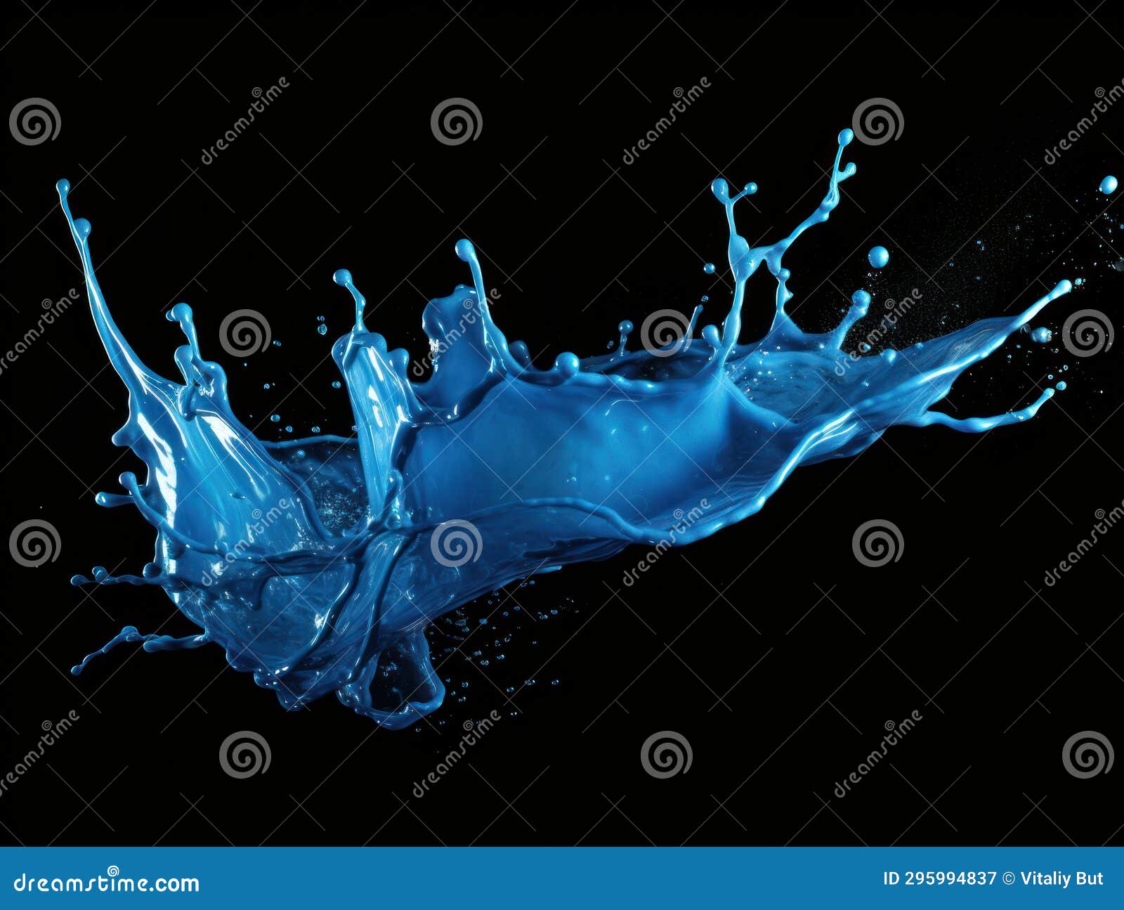 Blue Paint Splash on Black Background Stock Image - Image of black ...