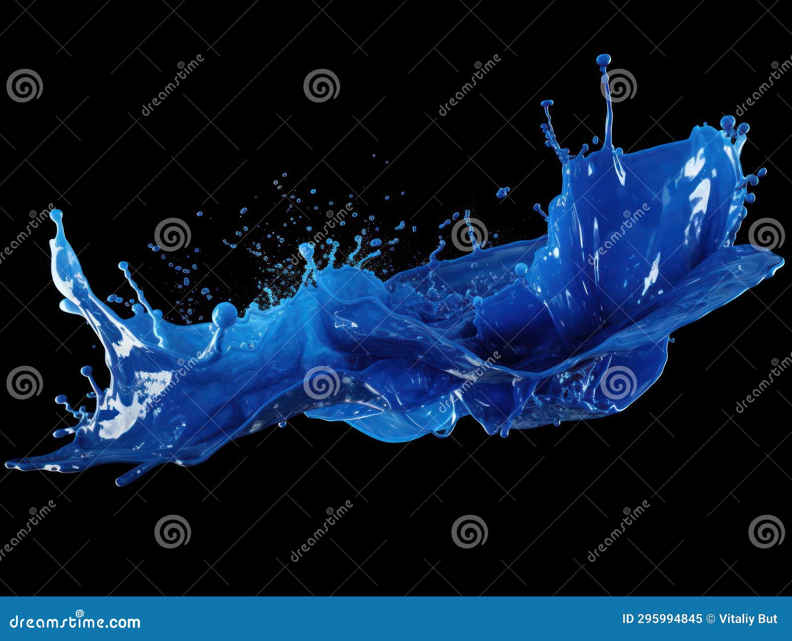 Blue Paint Splash on Black Background Stock Image - Image of black ...