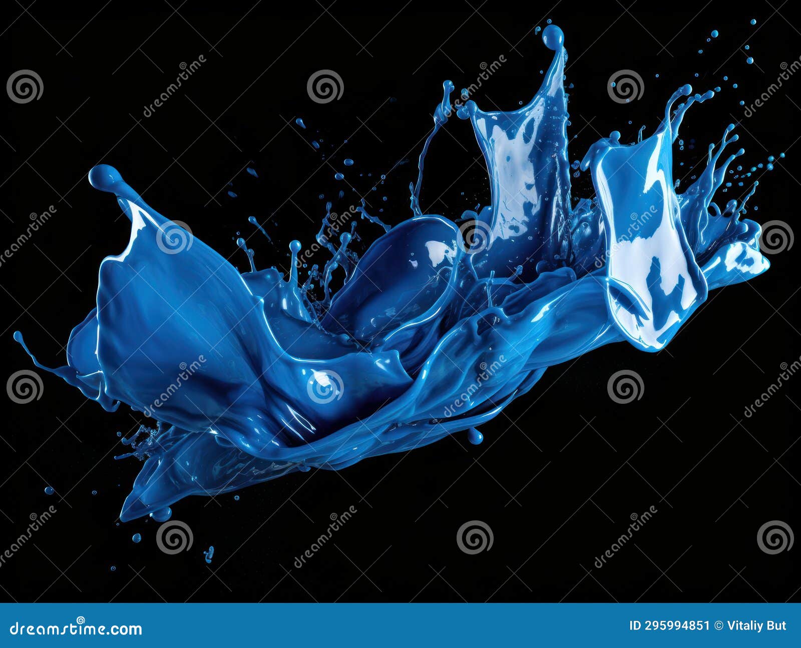 Blue Paint Splash on Black Background Stock Illustration - Illustration ...