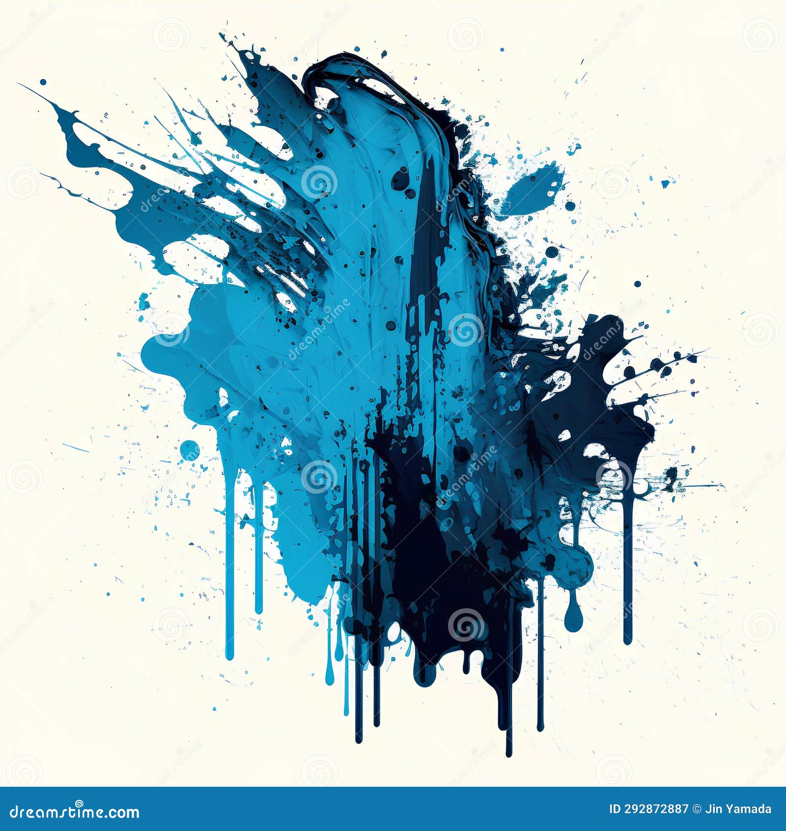 Blue Paint Splashes Isolated on White Background. Grunge Vector ...