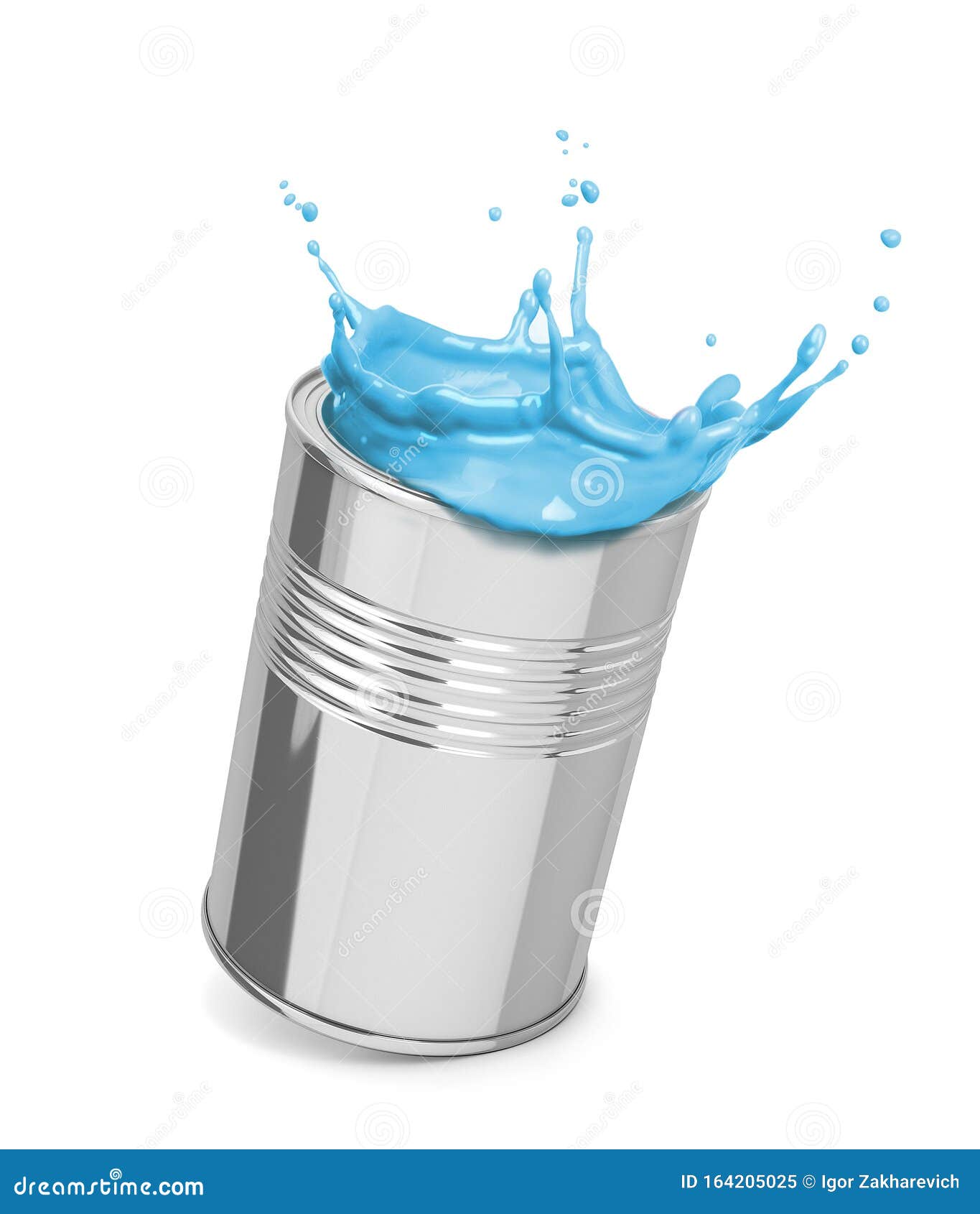Blue Paint Splashing Out of an Iron Can Stock Image - Image of closeup ...
