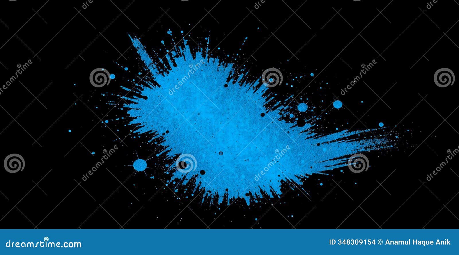 Blue Paint Splatter on a Black Background Stock Illustration ...