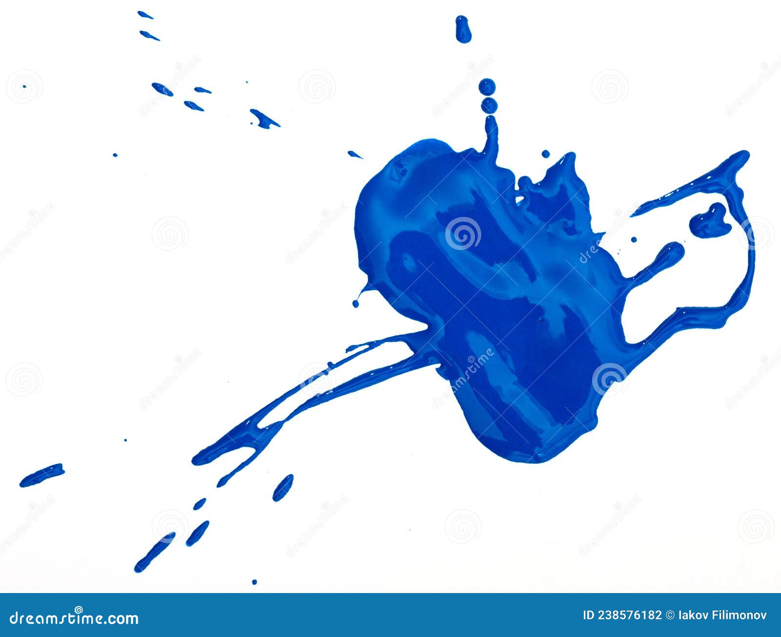 Blue Paint Spot Isolated on White Stock Photo - Image of draw, abstract ...