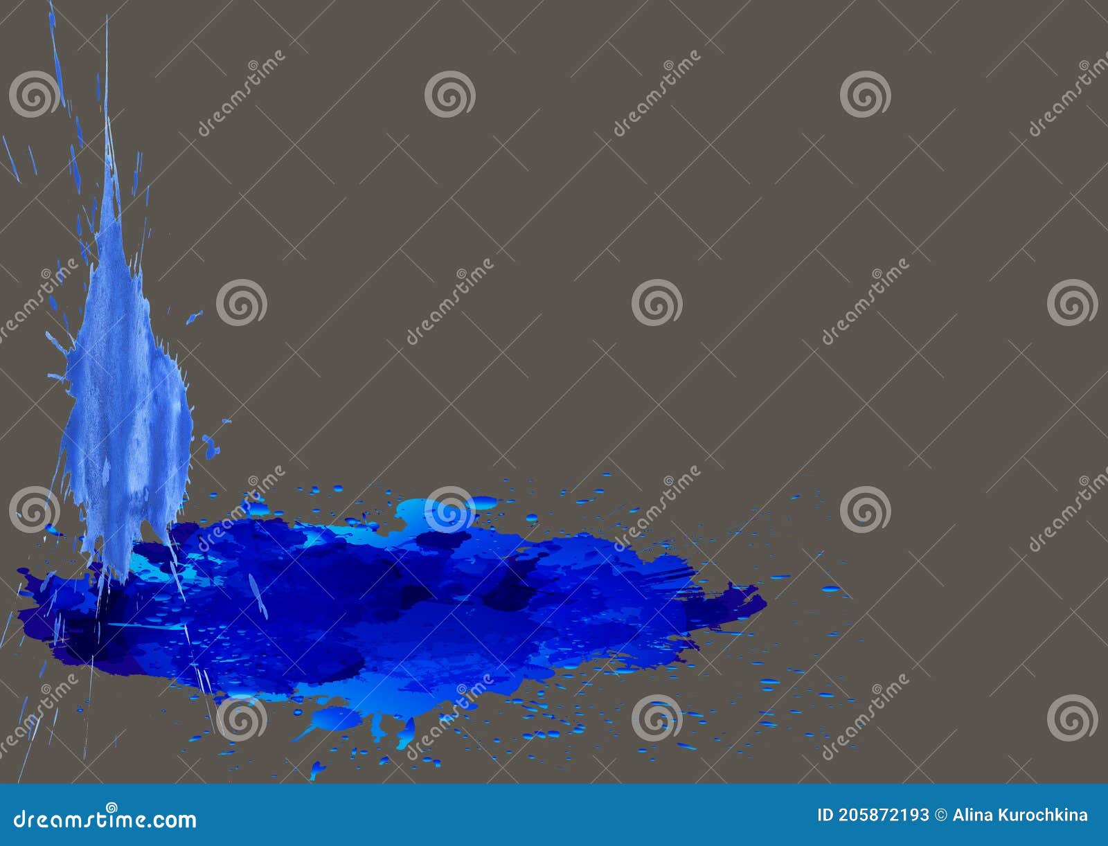Blue Paint Spot on Ultimate Gray Background Stock Image - Image of ...