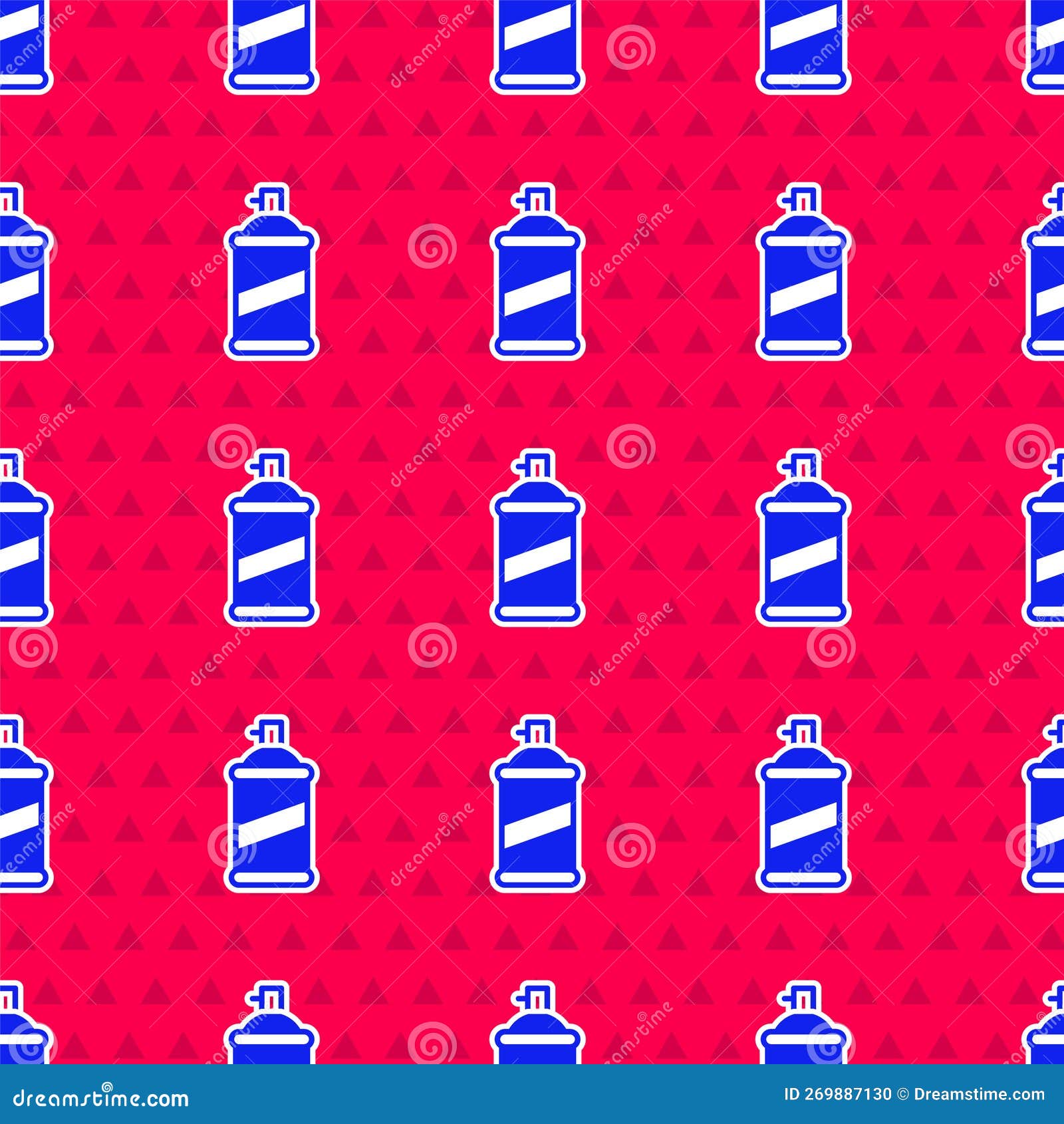 Blue Paint Spray Can Icon Isolated Seamless Pattern on Red Background ...