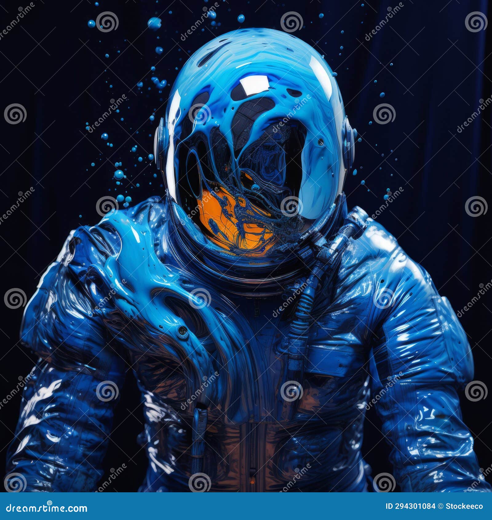 Blue Painted Astronaut: Hyperrealistic Fluid Expressionism in Techno ...