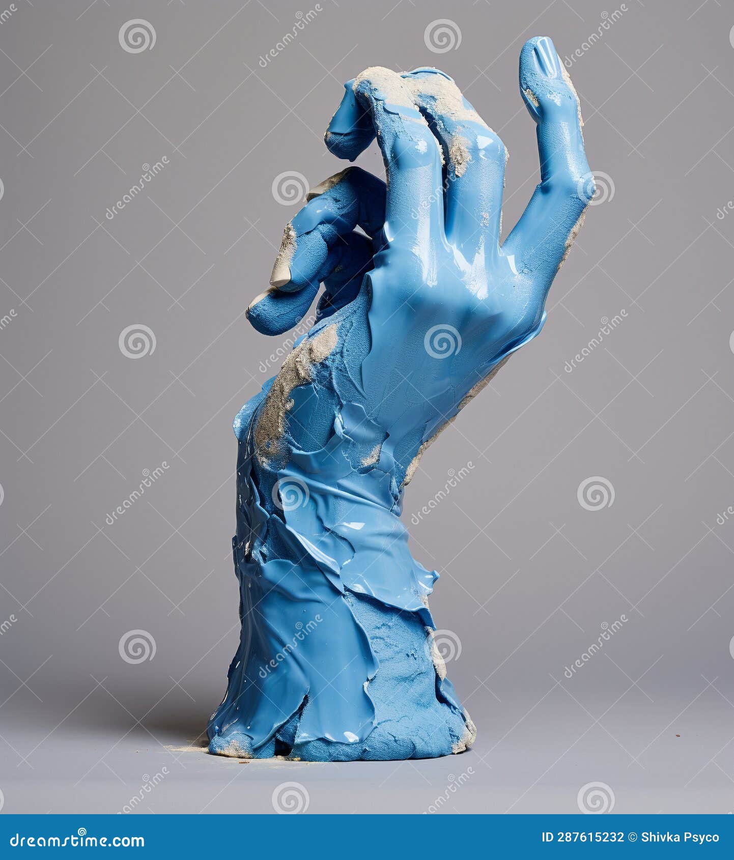 Blue Painted Hand on Gray Background Generative AI Stock Illustration ...