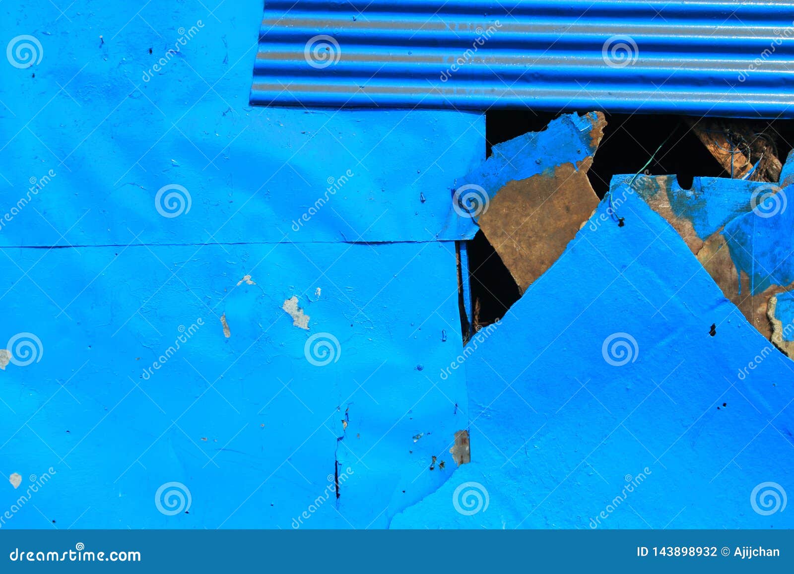 Blue painted metal stock photo. Image of painted, wall - 143898932