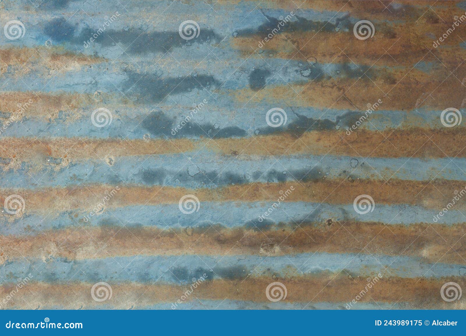 Blue Painted Sheet Metal Worn and Dirty with Rust. Stock Image - Image ...