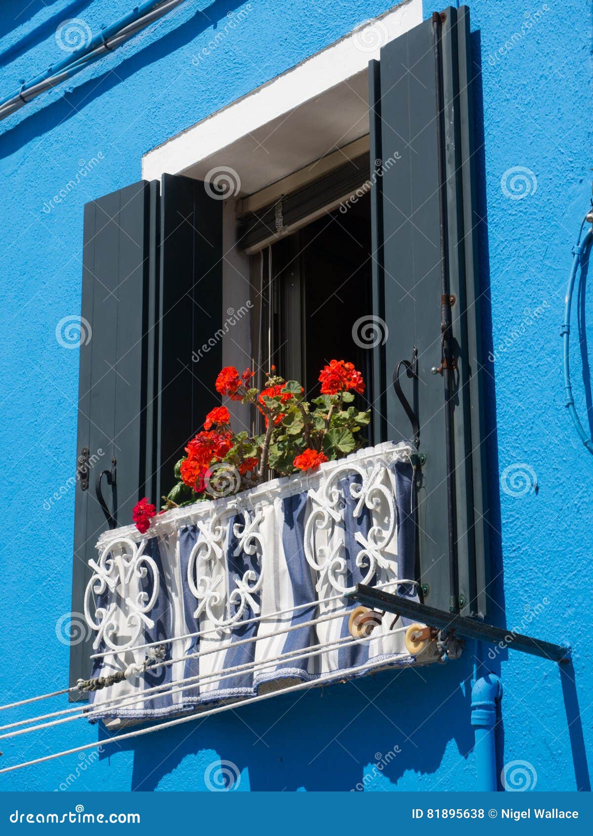 Blue Painted Window stock photo. Image of horizontal - 81895638