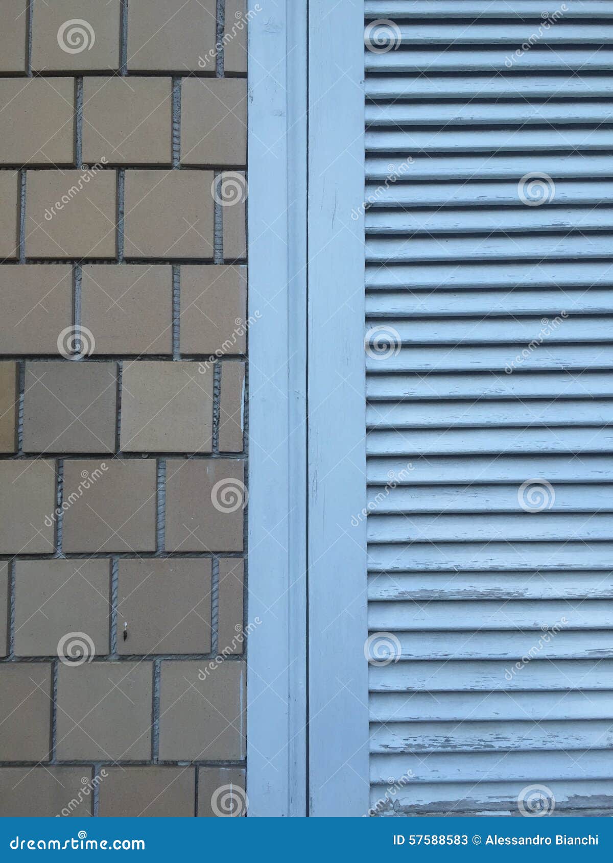Blue Painted Window Shutter with Tiles Stock Image - Image of pattern ...