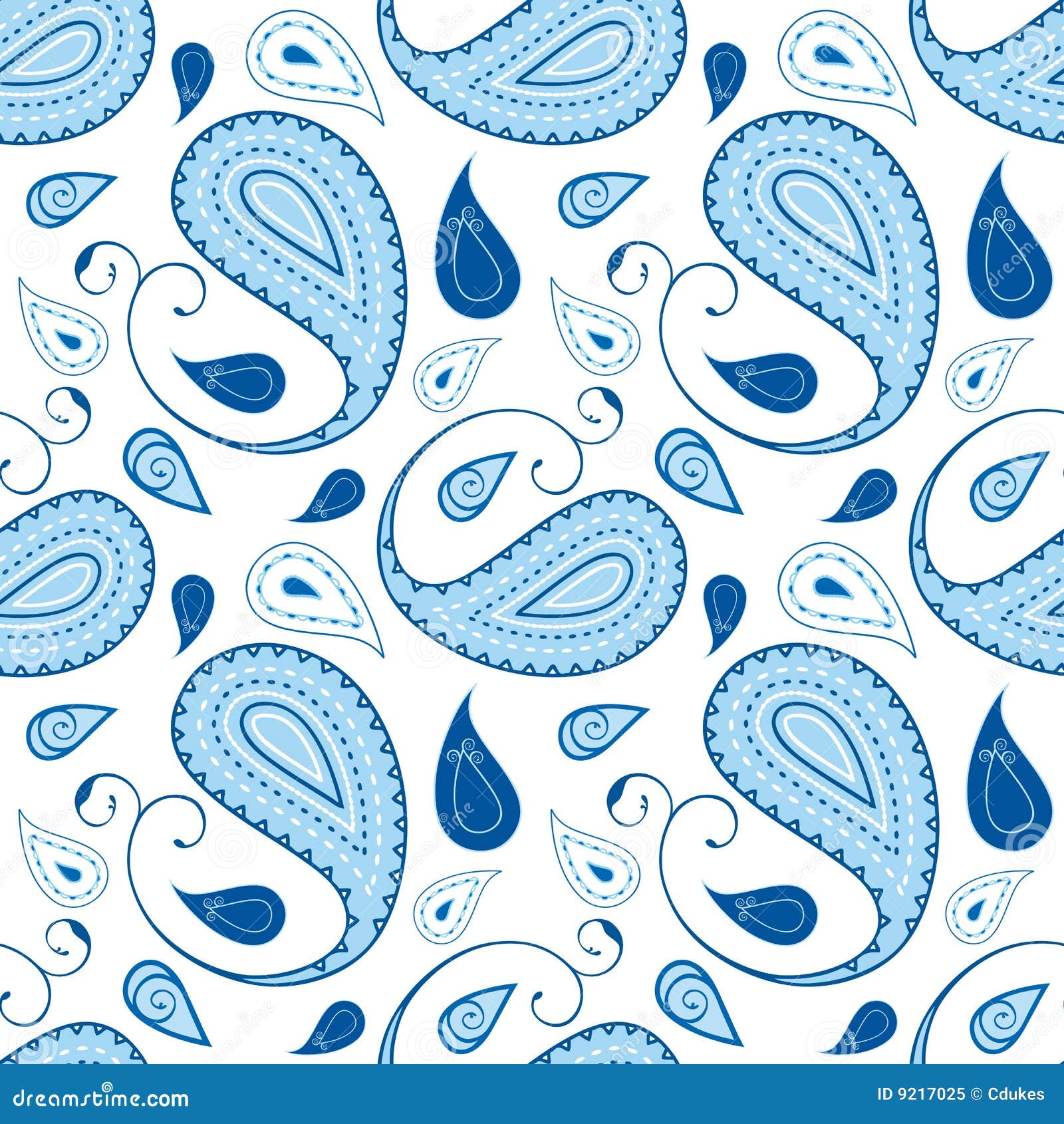 Blue Paisley Pattern stock vector. Illustration of seamless - 9217025