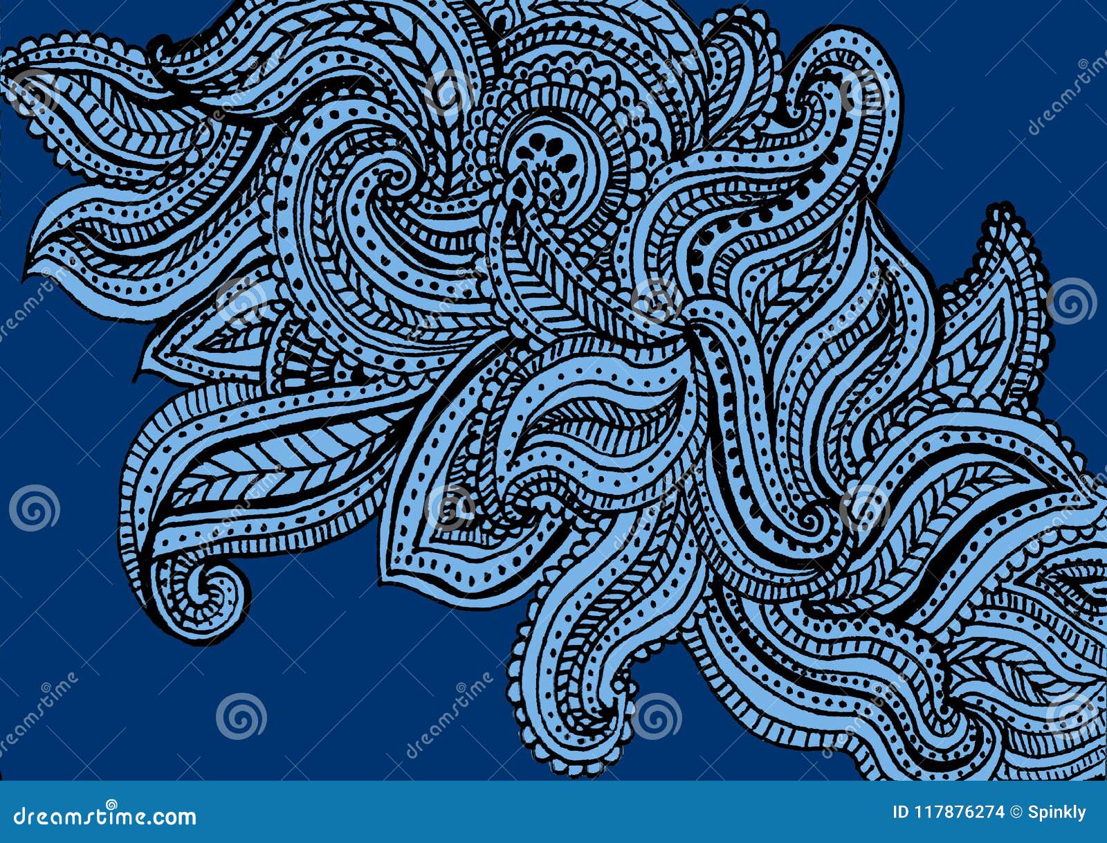 Blue Paisley Pattern Background Design Stock Illustration ...