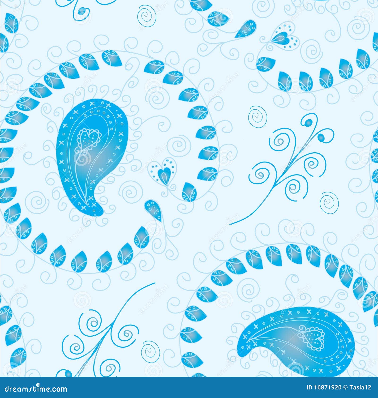 Blue Paisley Seamless Pattern Stock Vector - Illustration of decorative ...
