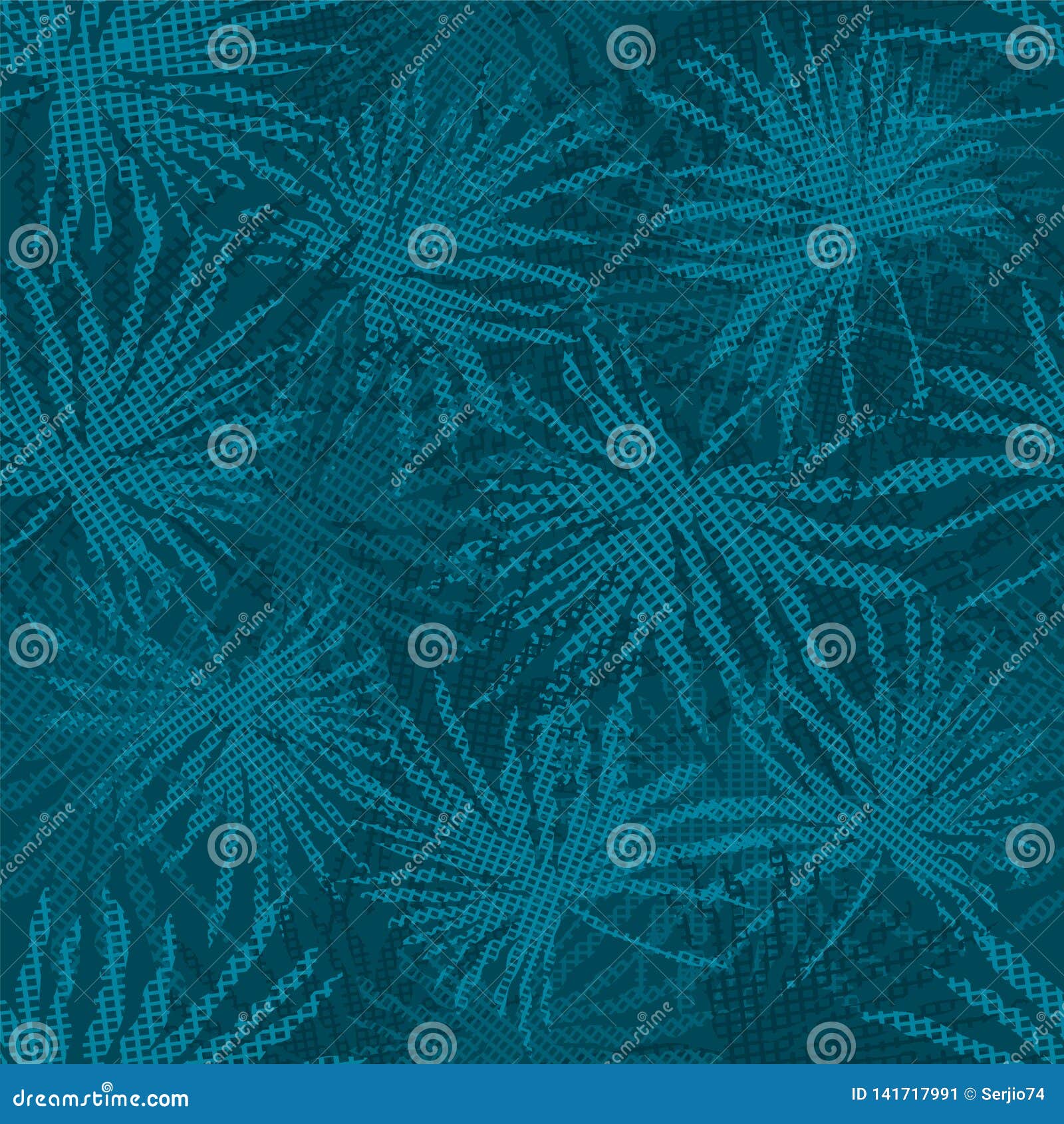 Blue Palm Tree Branches on Abstract Background. Stock Vector ...