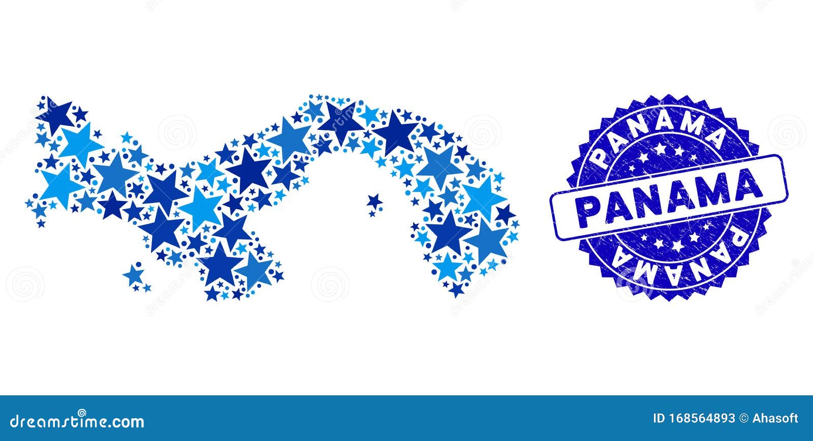 Blue Map Of Panama Administrative Divisions With Travel Infographic ...