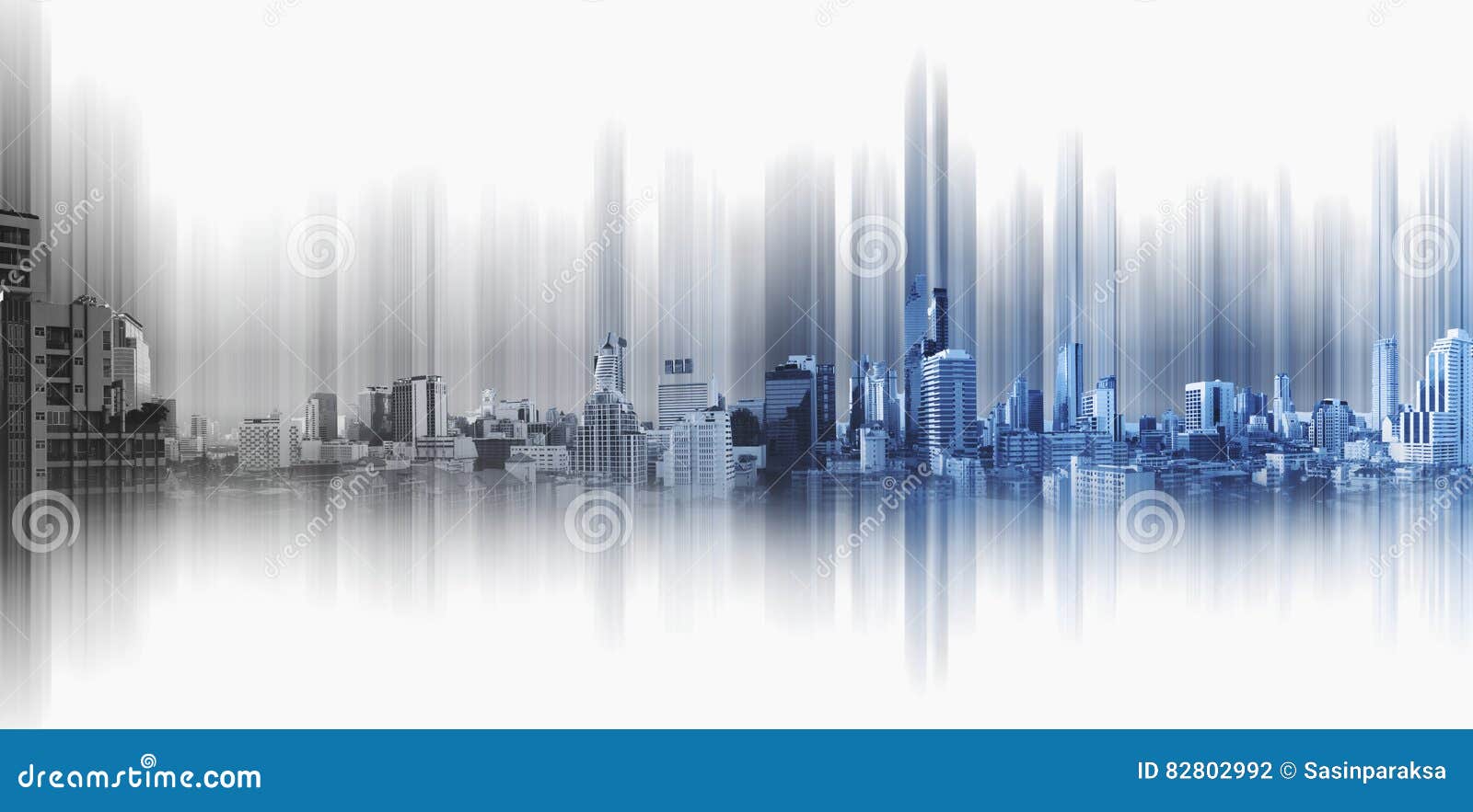 Blue Panoramic City with Motion Graphic, Technology City Connection ...