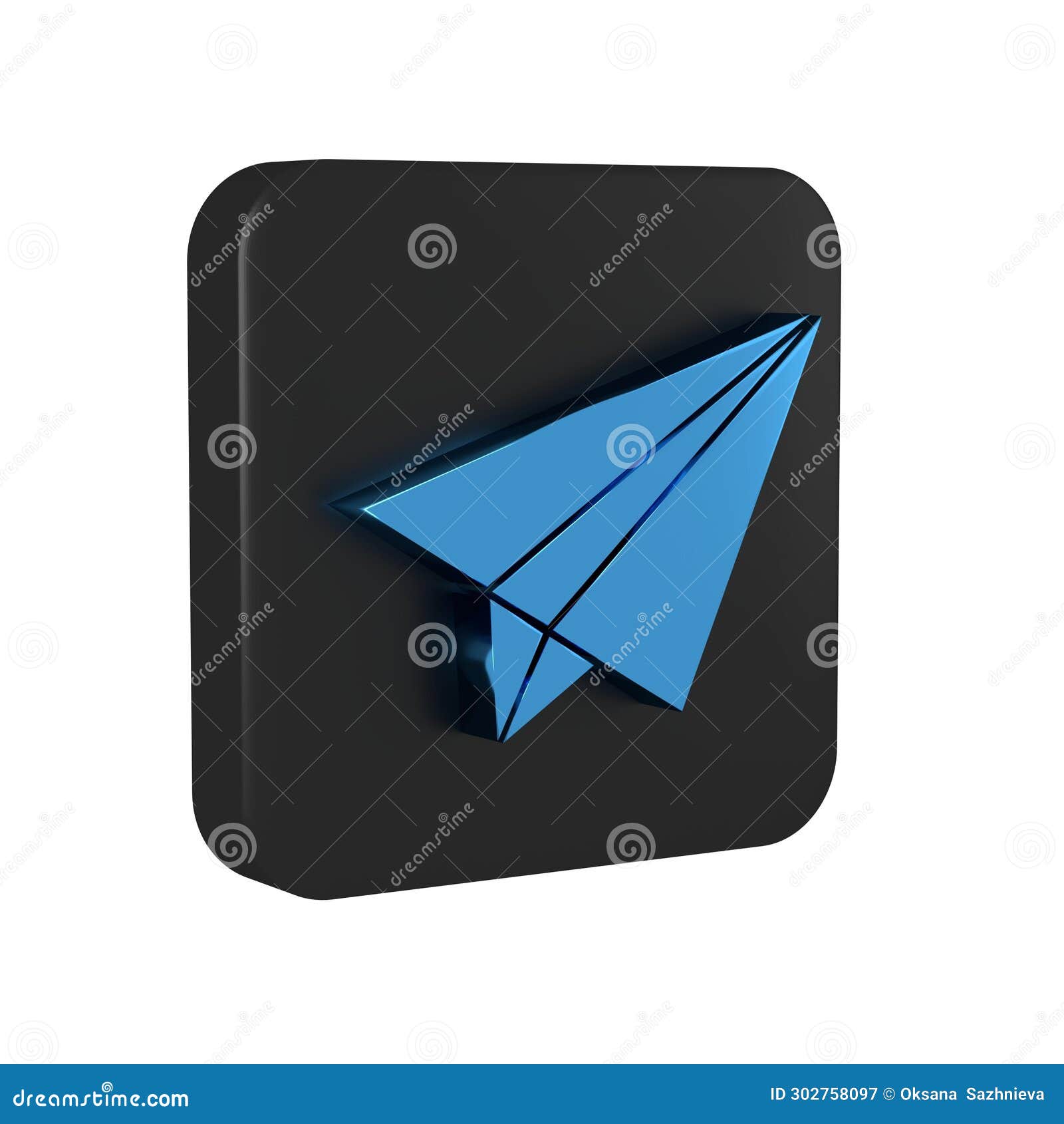 Blue Paper Airplane Icon Isolated on Transparent Background. Black ...