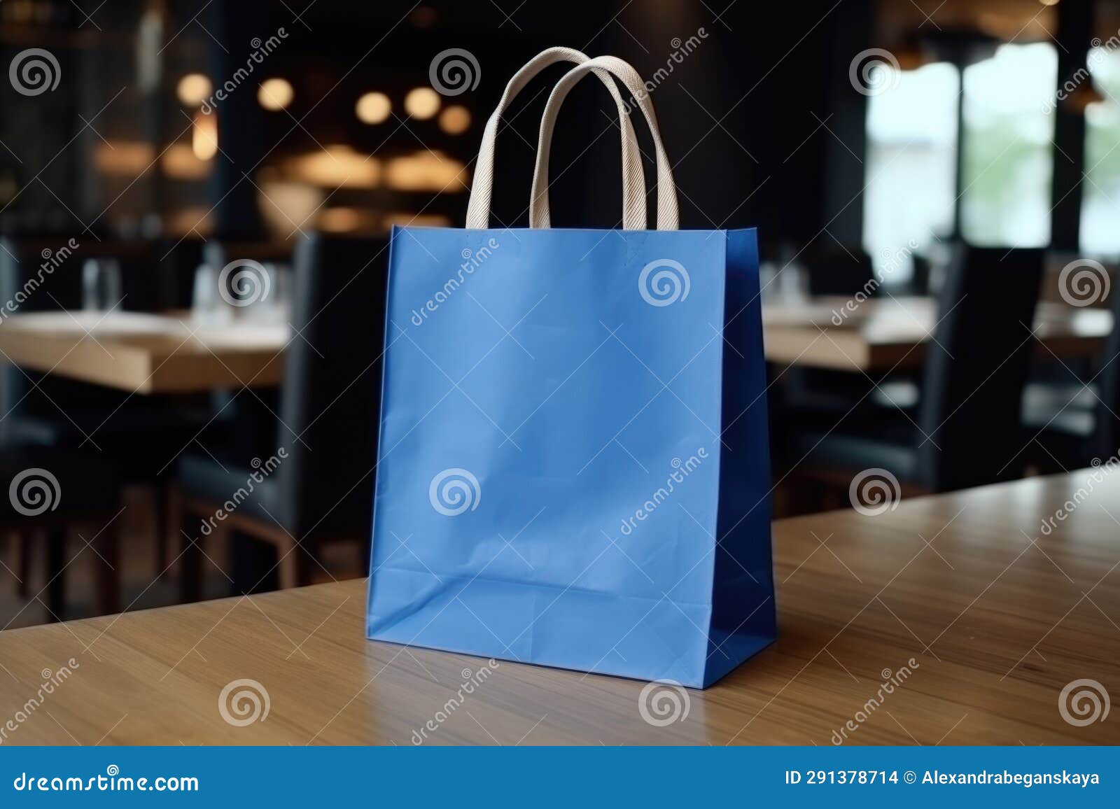 A Blue Paper Bag is on the Table Stock Illustration - Illustration of ...