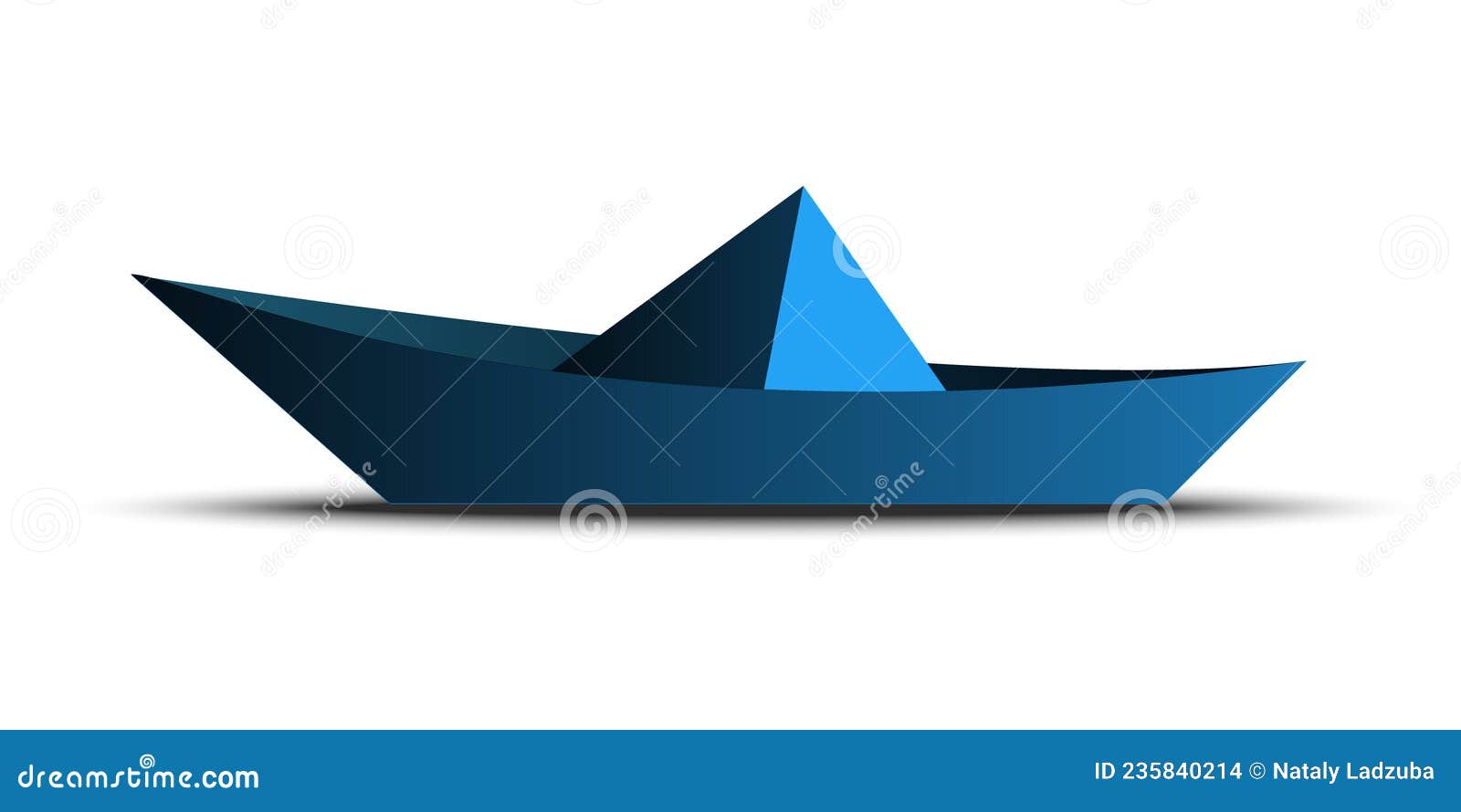 Blue Paper Boat on a White Background. Stock Illustration ...