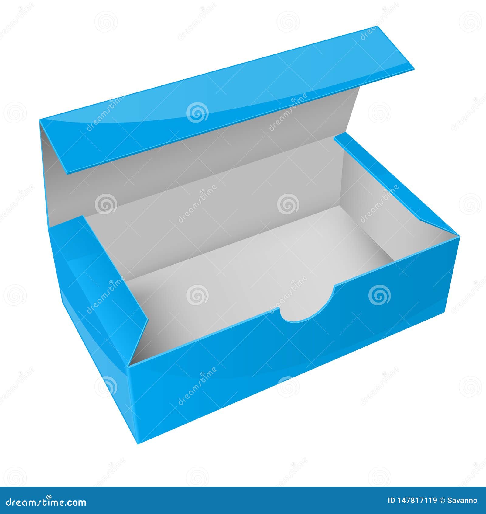 Blue Paper Box. Open Empty Packaging Stock Vector - Illustration of ...