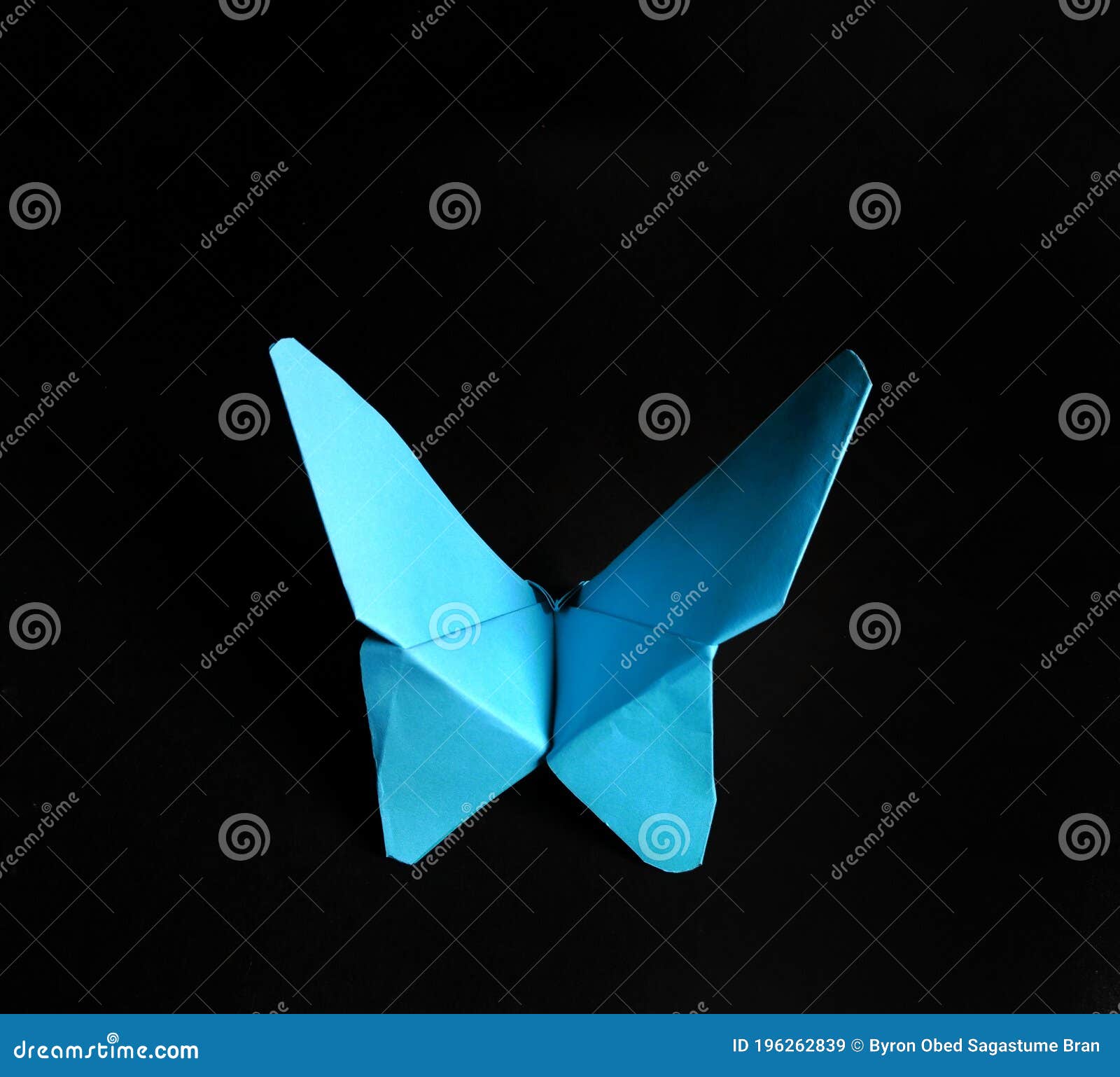 Blue Paper Butterfly on Black Background. Decorative Concept Stock ...
