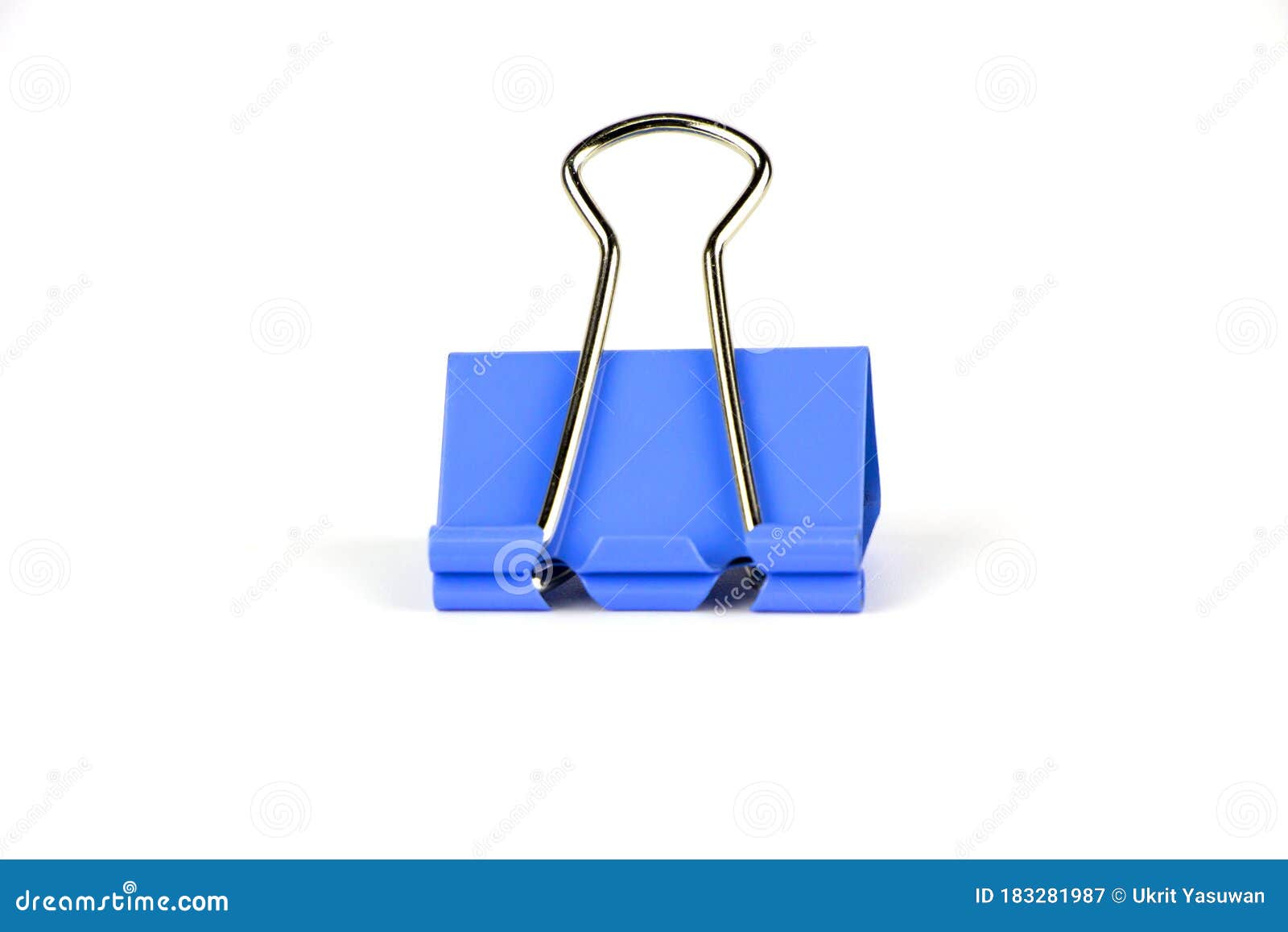 Blue paper clip on white. stock image. Image of office - 183281987