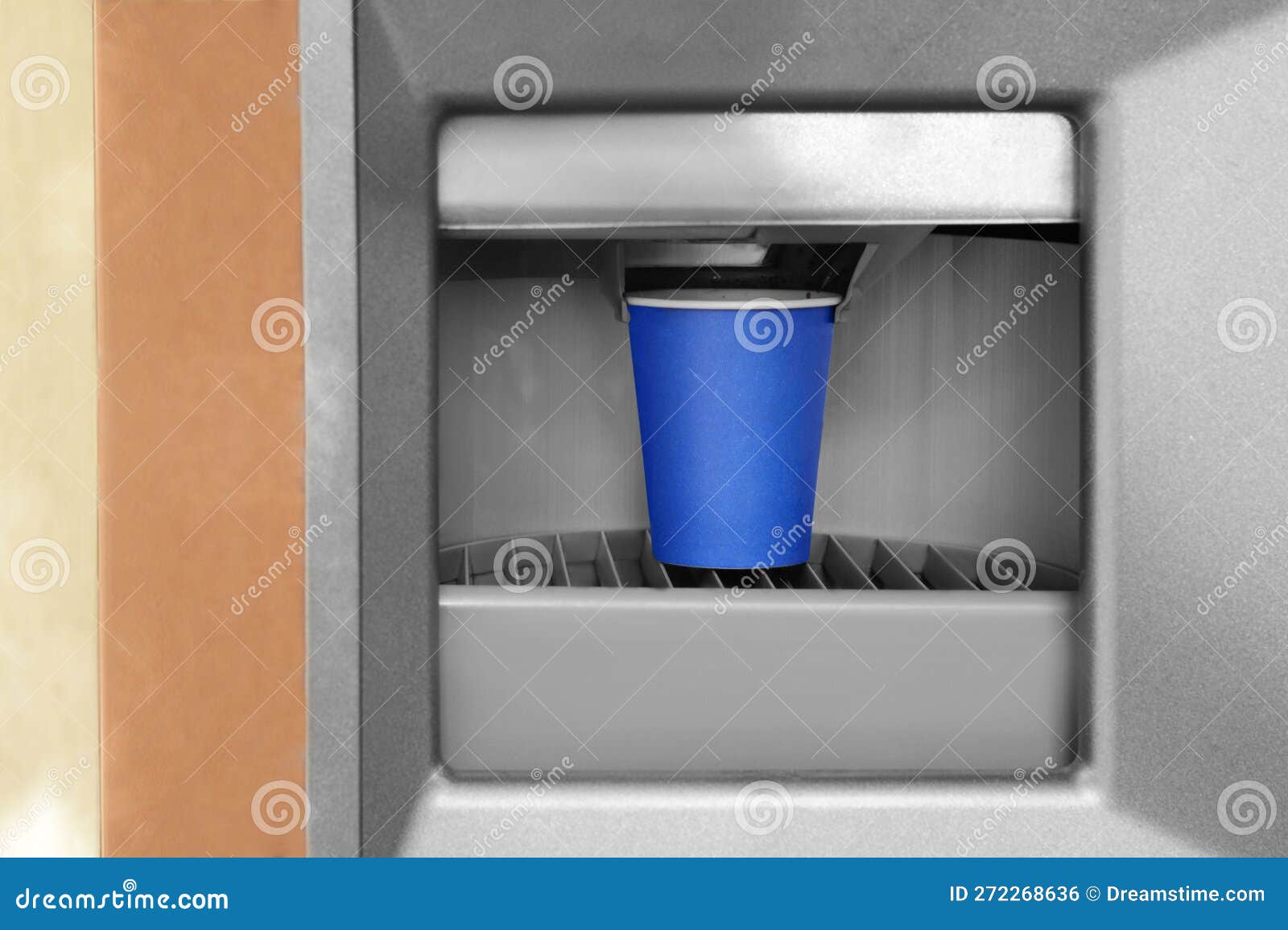 Blue Paper Cup with Coffee in Vending Machine Stock Photo - Image of ...