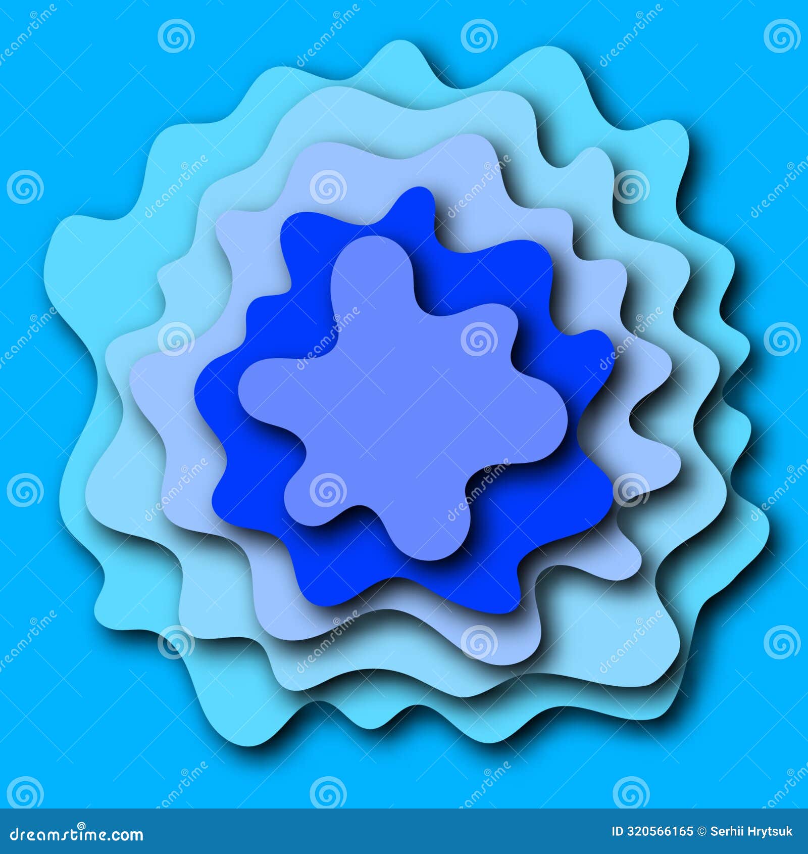 Blue Paper Cut Abstrack Background Sea Wave Illustration Trendy Texture ...