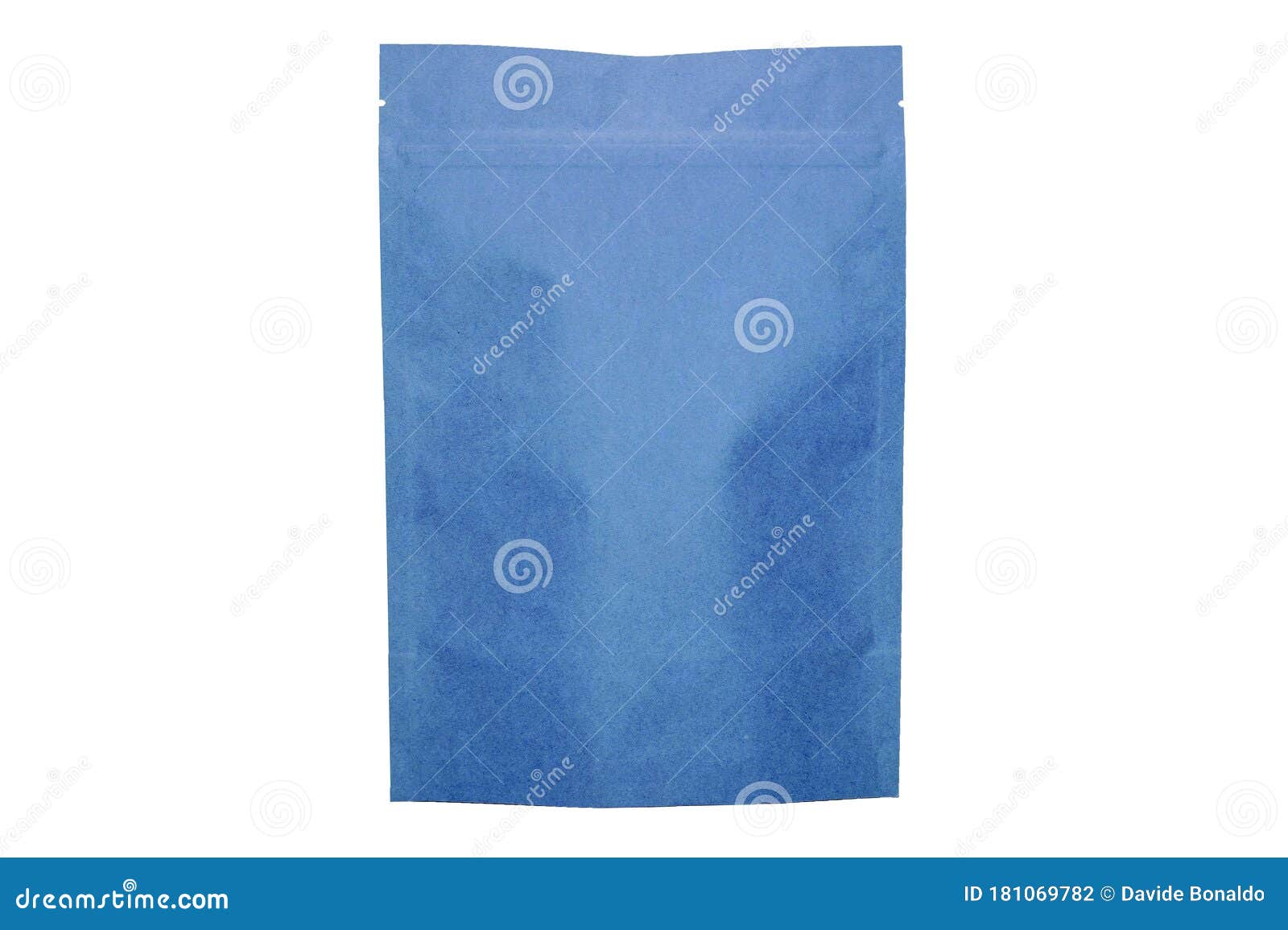 Blue Paper Doy Pack Bag on White Background with Zipper, Plain Food ...