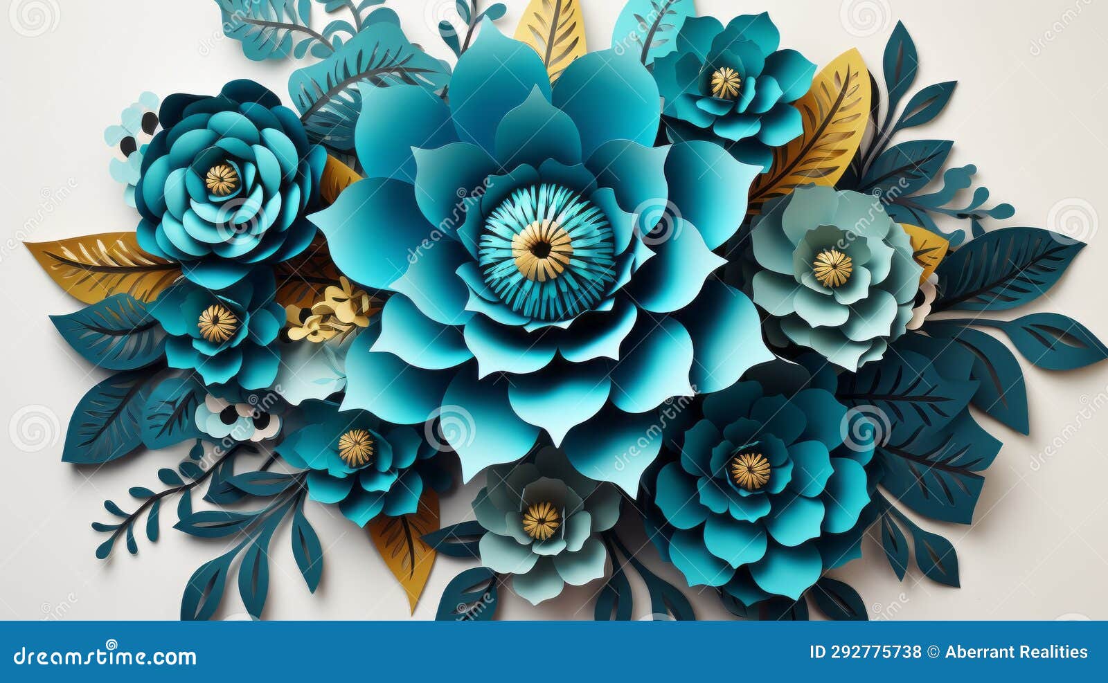 Blue Paper Flowers on a White Background Stock Illustration ...