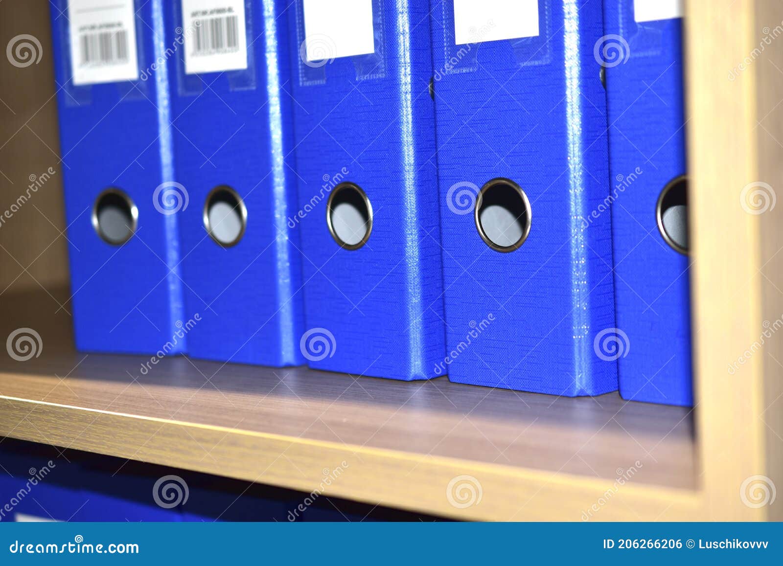 Blue Paper Folders in the Old Office Stock Photo - Image of research ...